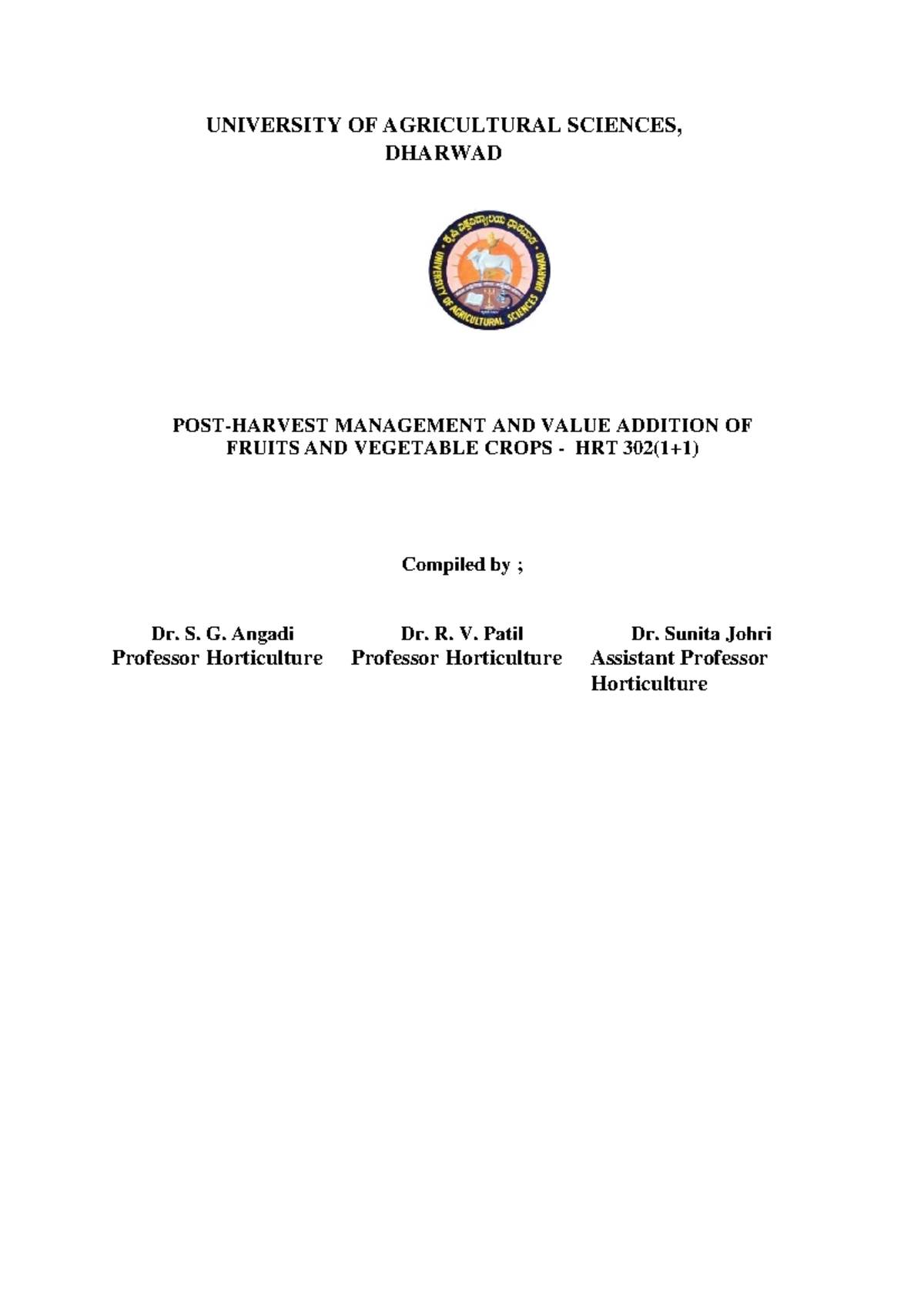HRT.302 Lecture Notes: Management & Value Addition of Fruits ...