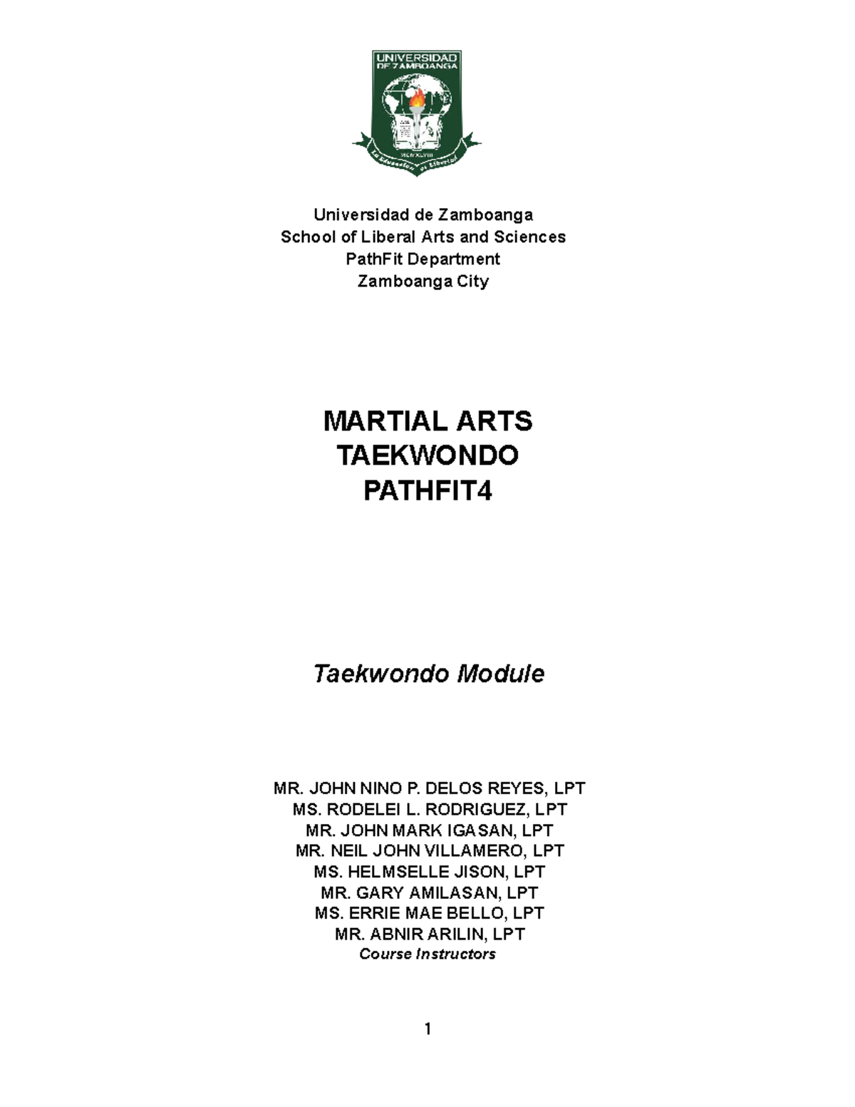 Taekwondo PathFit4: Comprehensive Module Notes for Martial Arts - Studocu