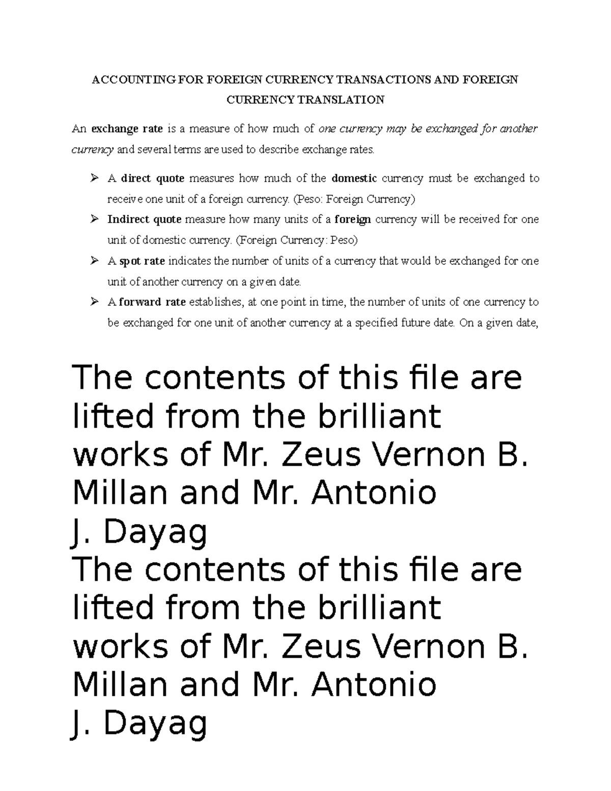 Accounting for Foreign Currency Transactions & Translation Notes - Studocu