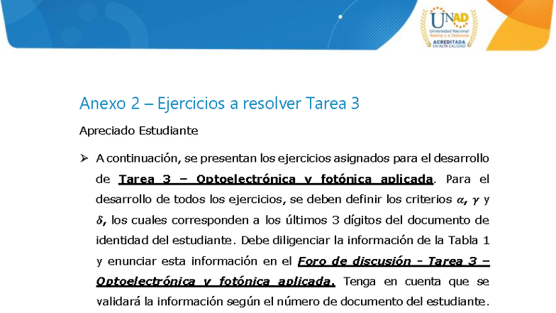 Anexo 2 - Ejercicios Tarea 3: Optoelectrónica y Fotónica Aplicada - Studocu