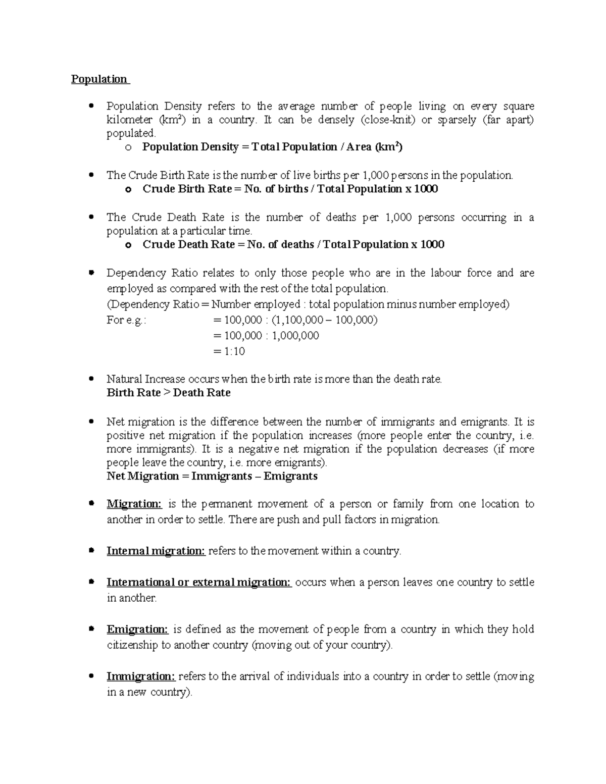 Population Definitions: Key Concepts in Demography - Studocu