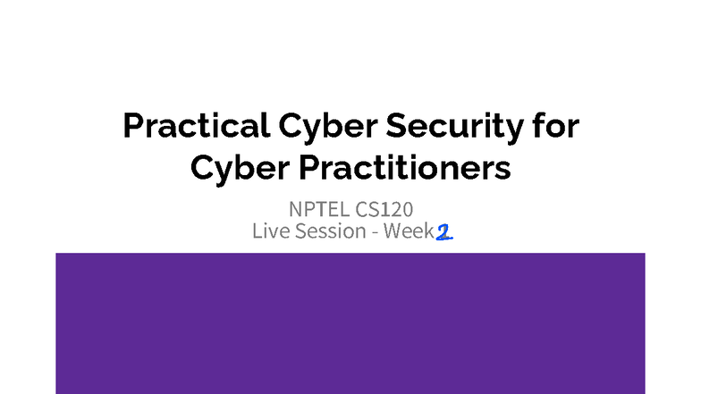 Practical Cyber Security for Cyber Practitioners NPTEL CS120 Week 2 ...