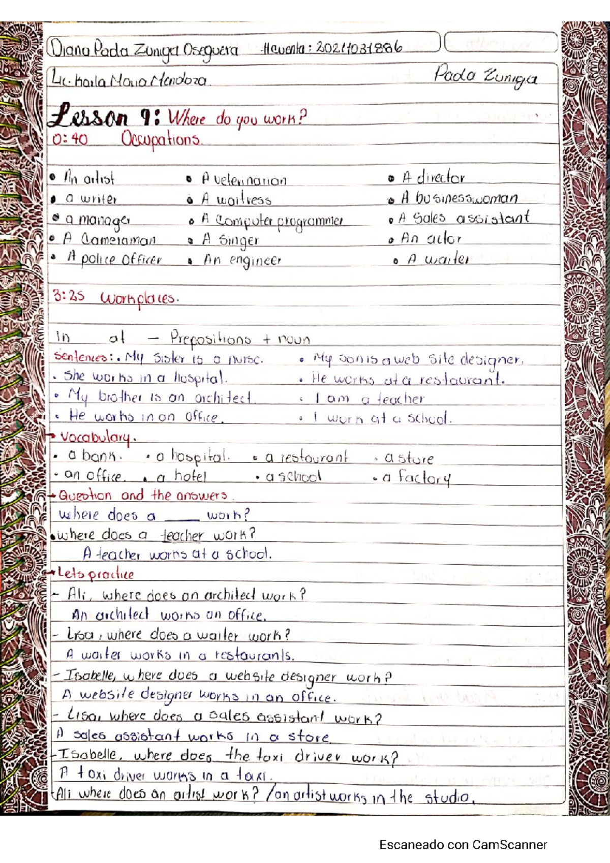 Lesson 9 - Resumen Completo del Video "Where Do You Work" de Molly ...