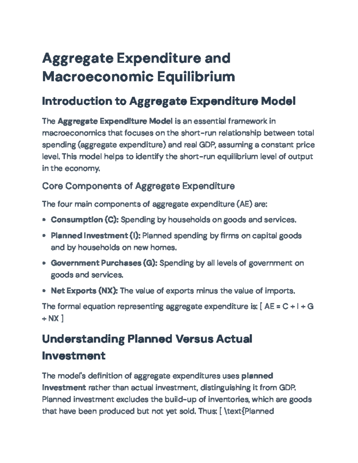 Aggregate Expenditure Model: Understanding Macroeconomic Equilibrium ...