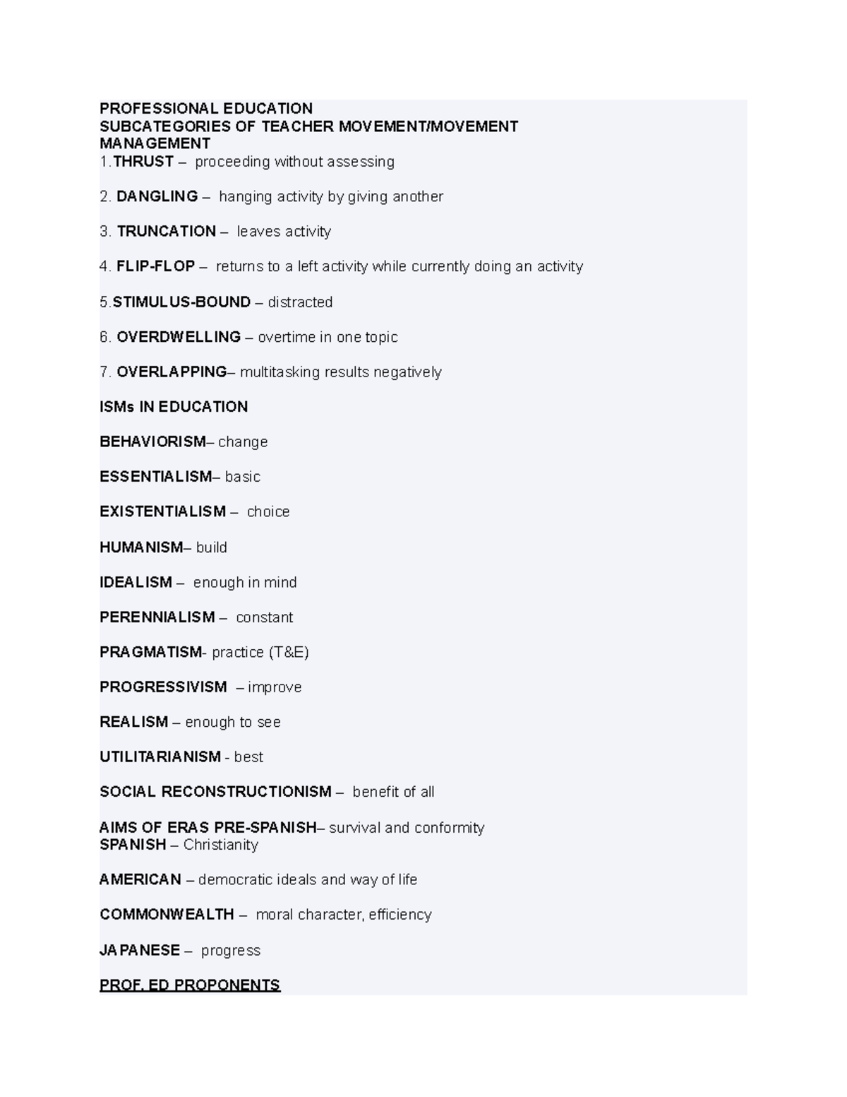 Course ED 101: Comprehensive Overview of Professional Education - Studocu