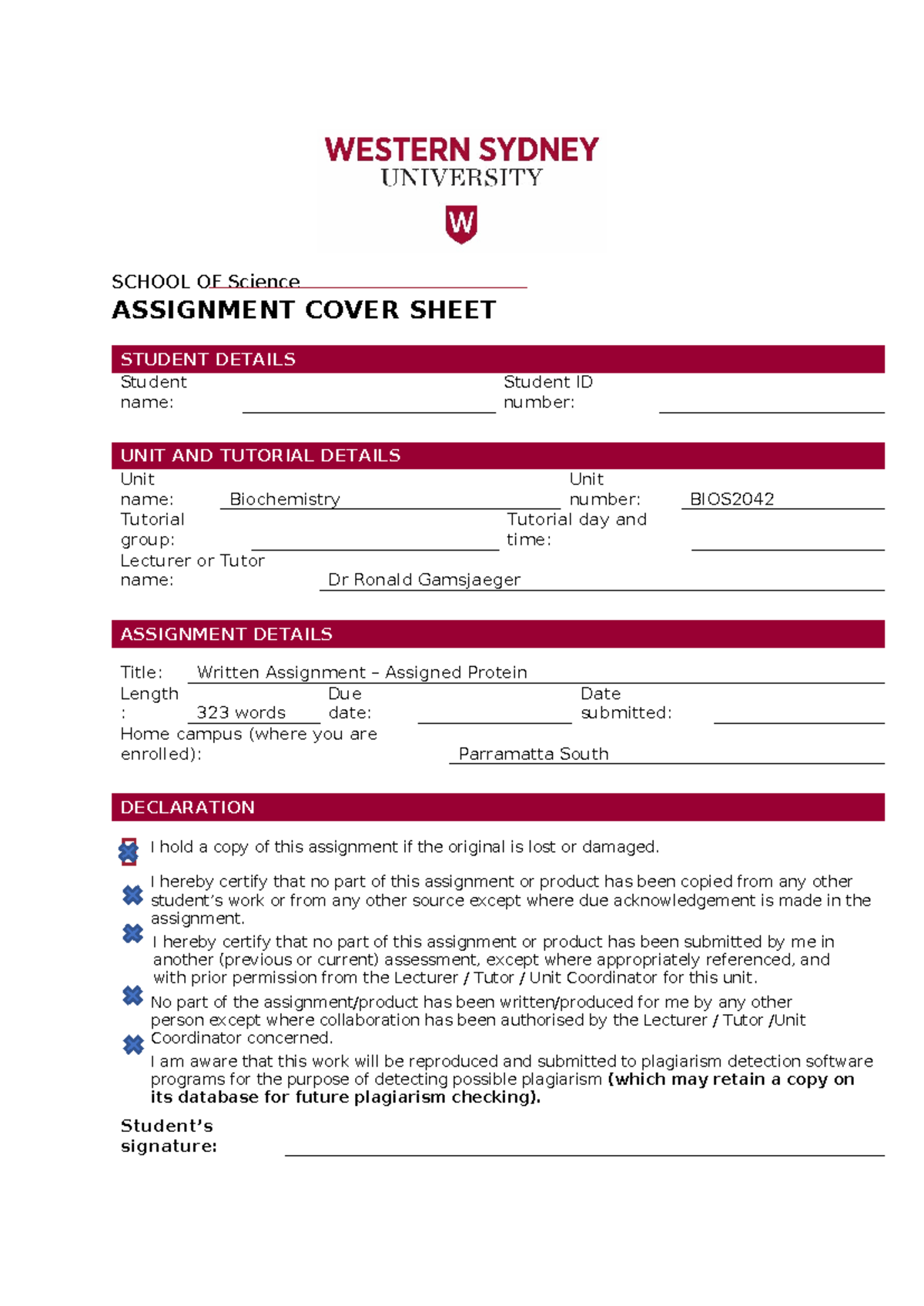BIOS2042 Written Assignment: Protein Structure Analysis - Studocu
