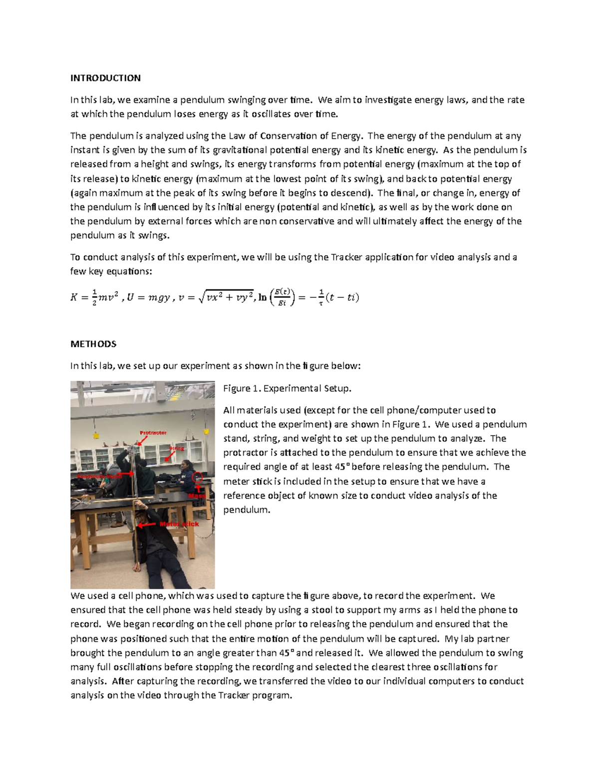 ENPH 131 Lab 3: Energy Conservation in a Pendulum Experiment - Studocu