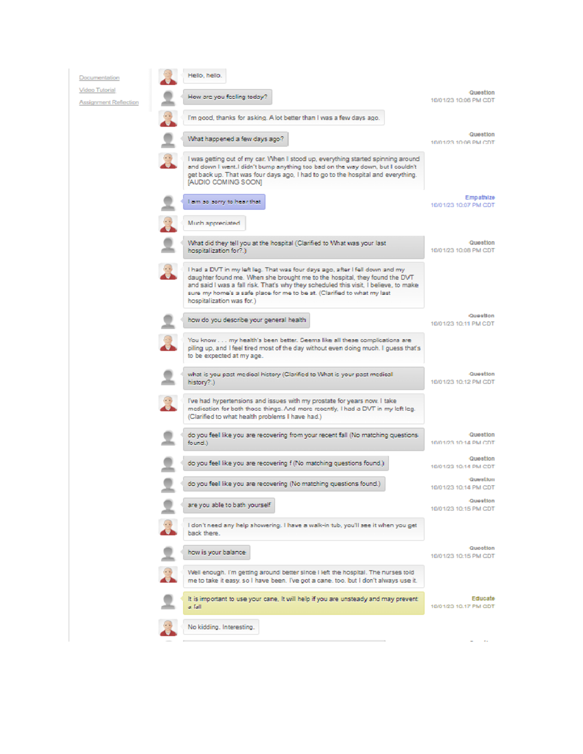 Homehealth - Shadow Health Simulation Interview Questions with Robert ...