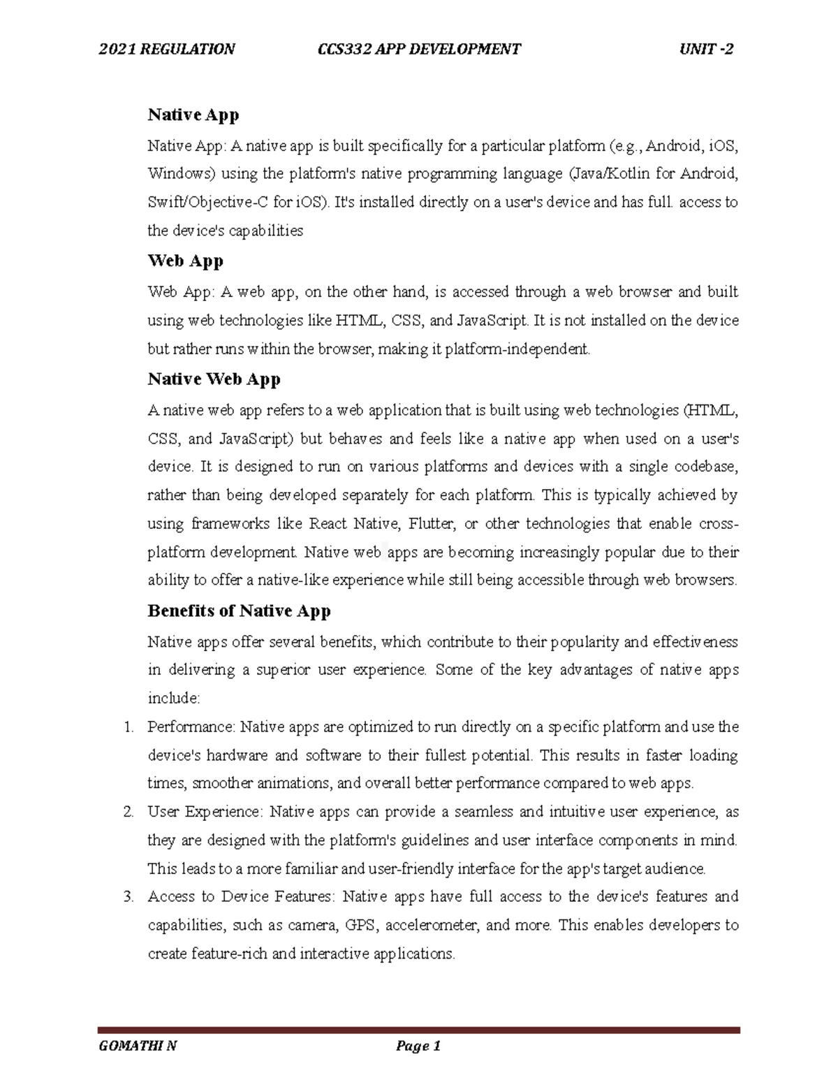 CCS332 App development - 2021 Reg - 1. Basics of Web and Mobile application development 1.1 of ...