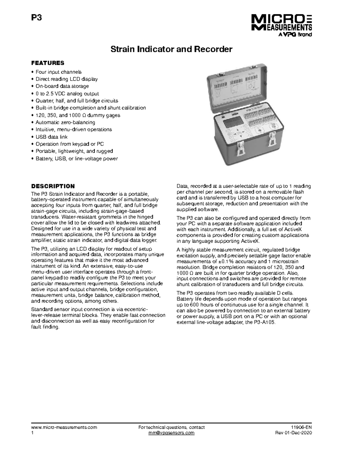P3 Strain Indicator and Recorder User Guide - Technical Specs ...