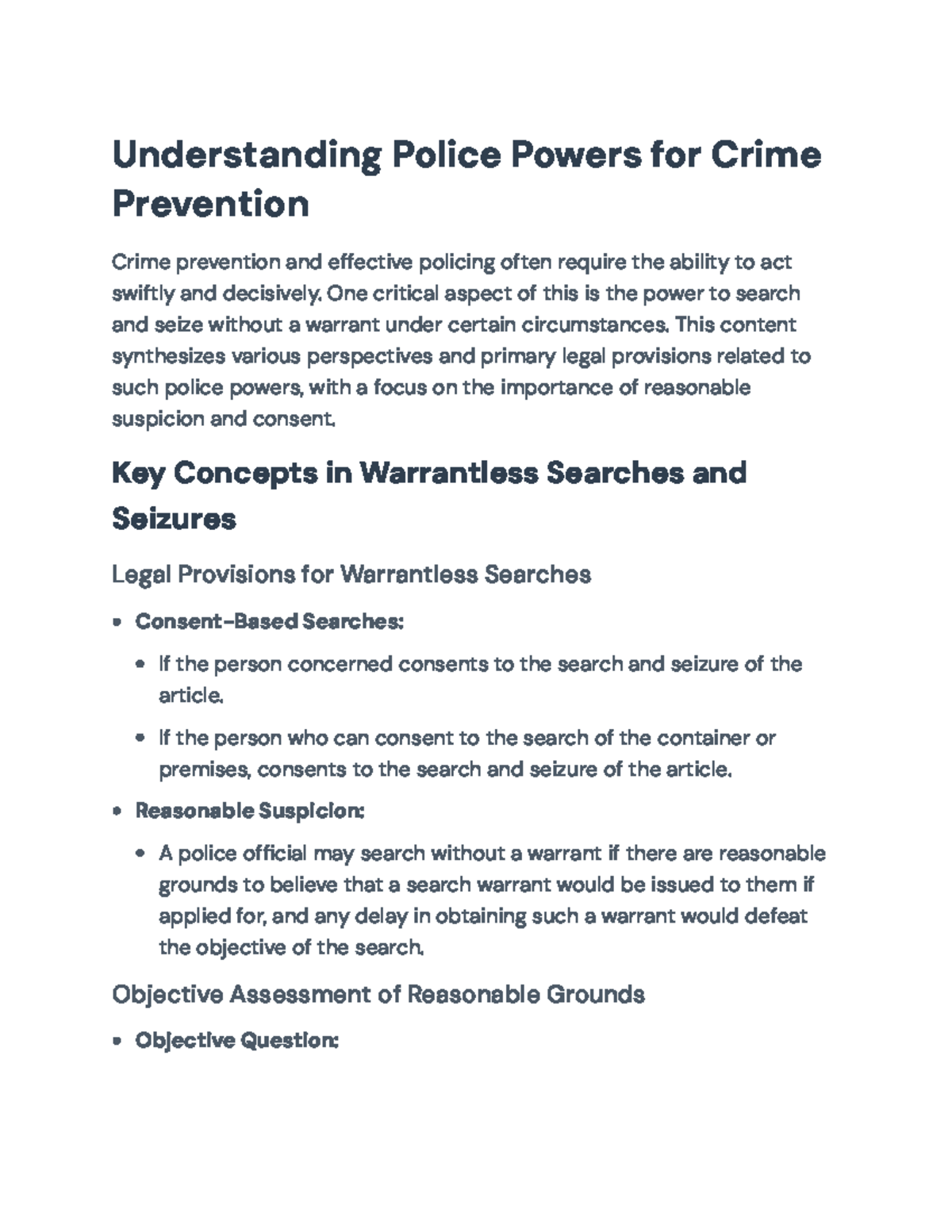 Understanding Police Powers: Warrantless Searches & Seizures Overview ...