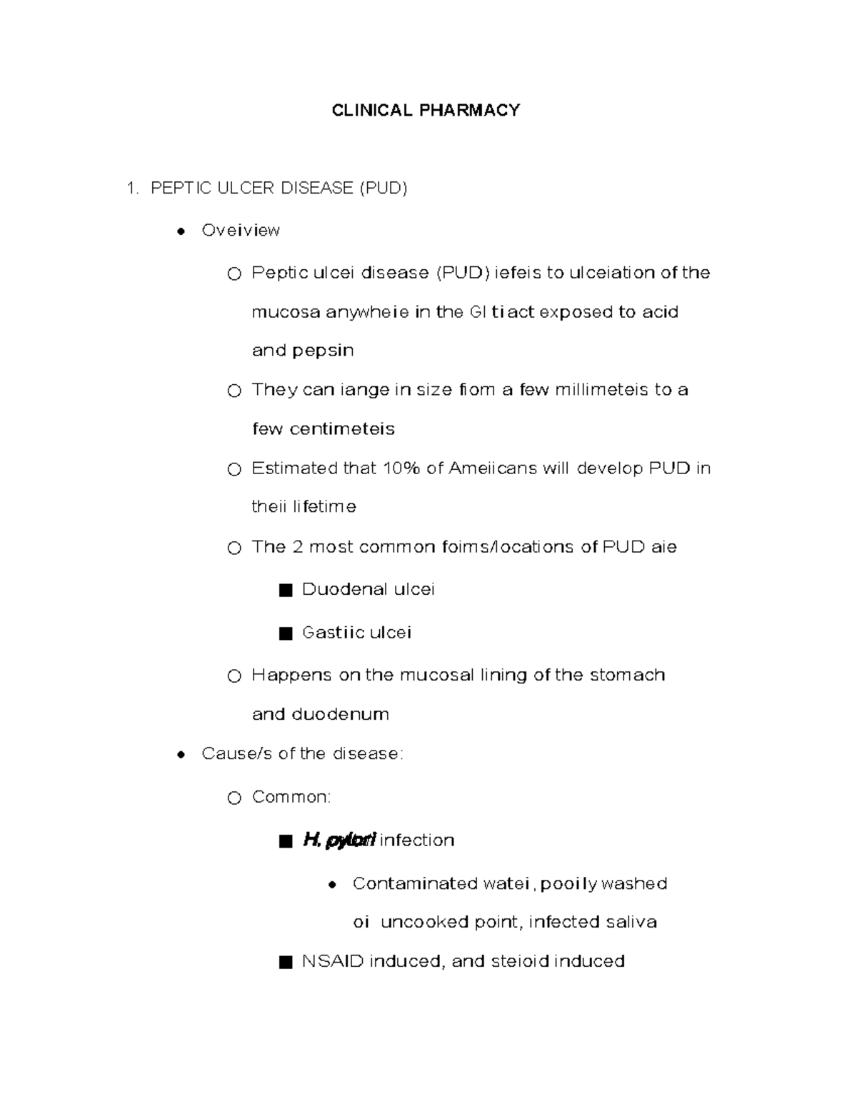 Clinical Pharmacy - Lecture notes 1-65 - CLINICAL PHARMACY 1. PEPTIC ...