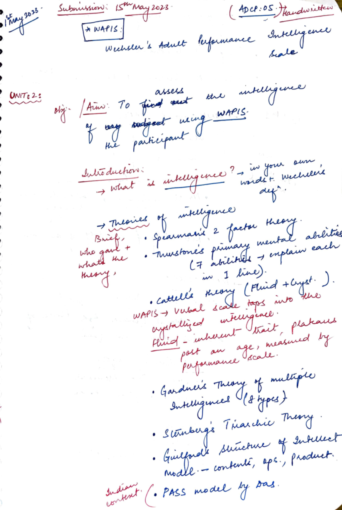 Wechsler Intelligence Scale - Comprehensive Overview and Insights - Studocu