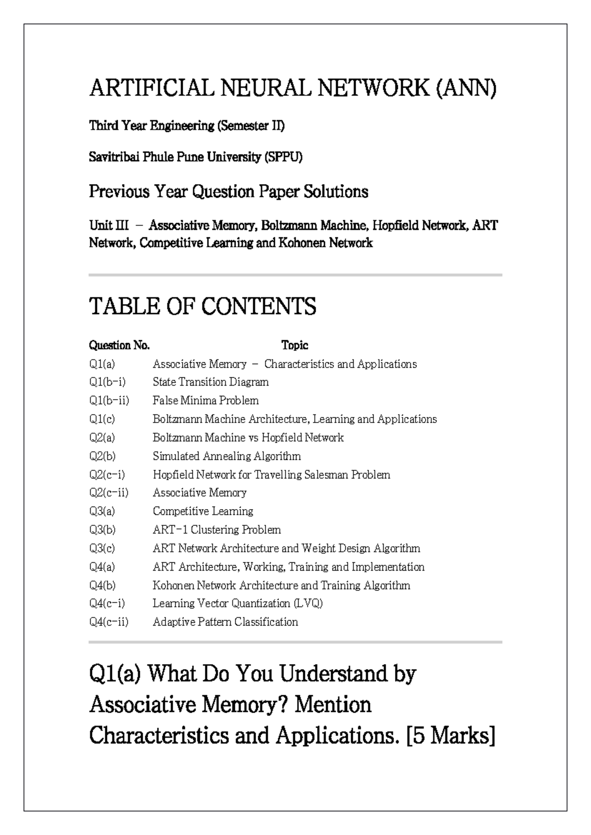 ANN (Artificial Neural Networks) Solved QP - Nov Dec 2023 SPPU - Studocu