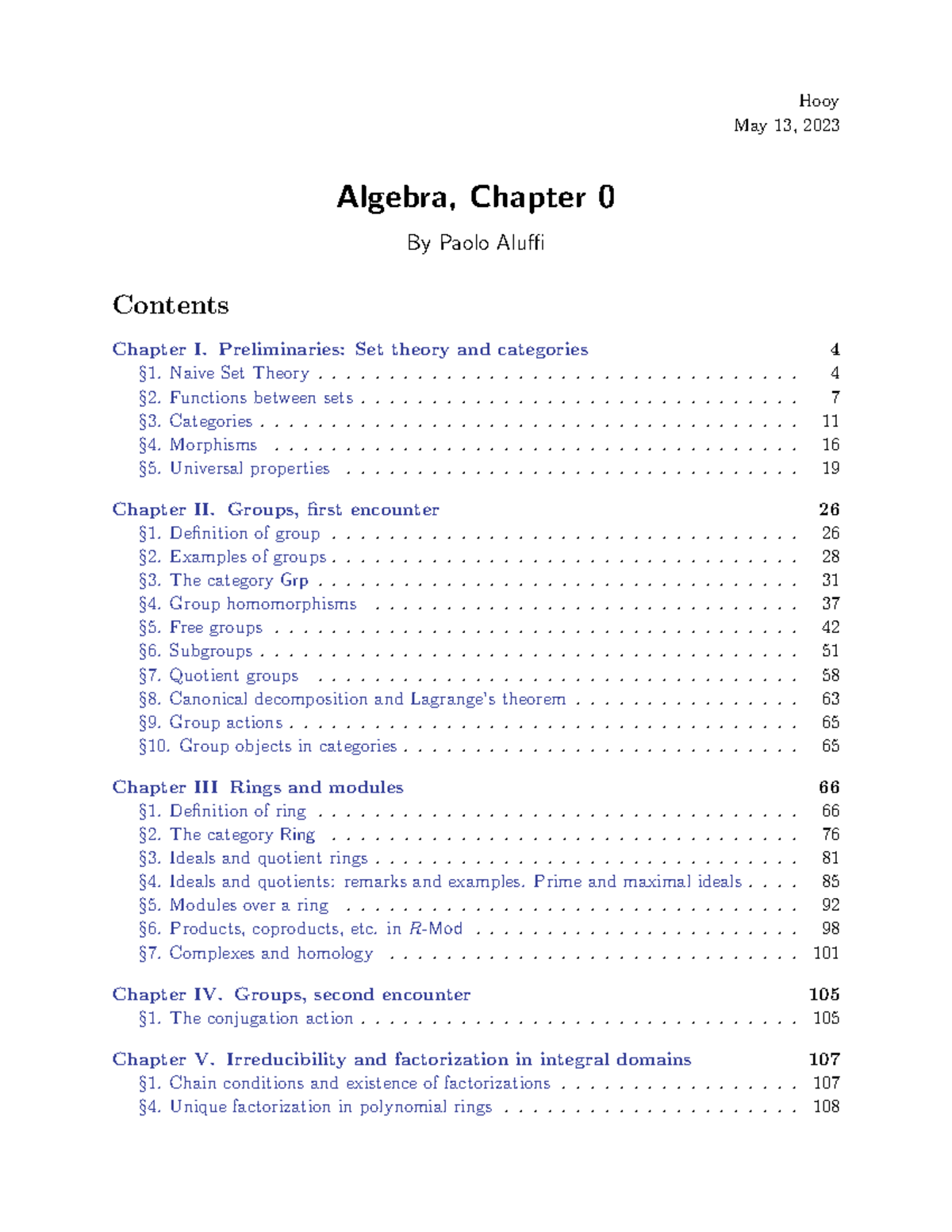 Solution to Algebra Chapter 0 - Hooy By Paolo Aluffi - May 13 ...