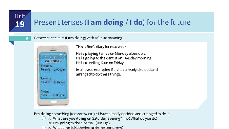 Future Tenses (Unit 19A): Present Continuous & Simple for Future Use ...