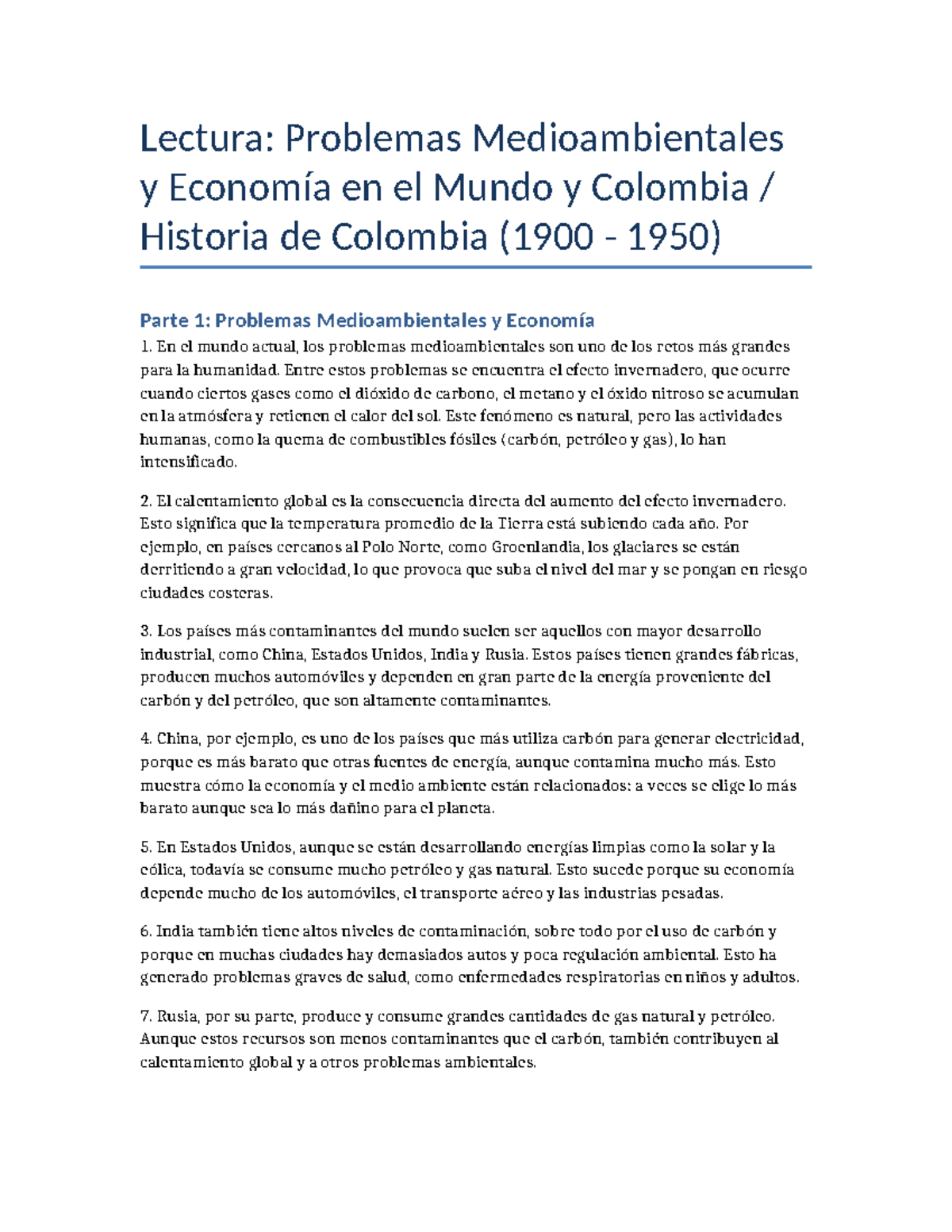 Lectura: Problemas Medioambientales y Economía en Colombia (1900-1950 ...