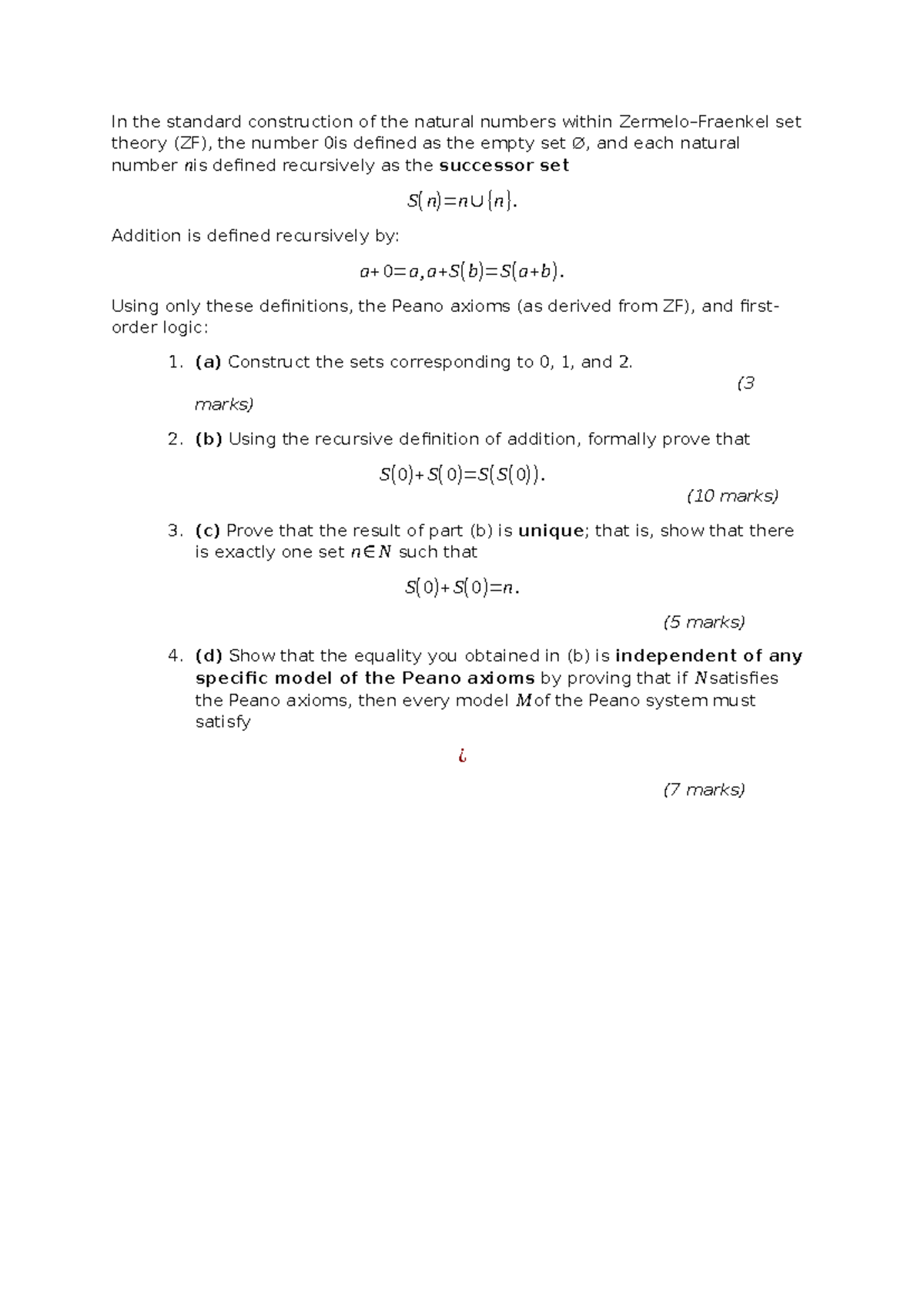 Set Theory & Natural Numbers: ZF Construction & Peano Axioms - Studocu
