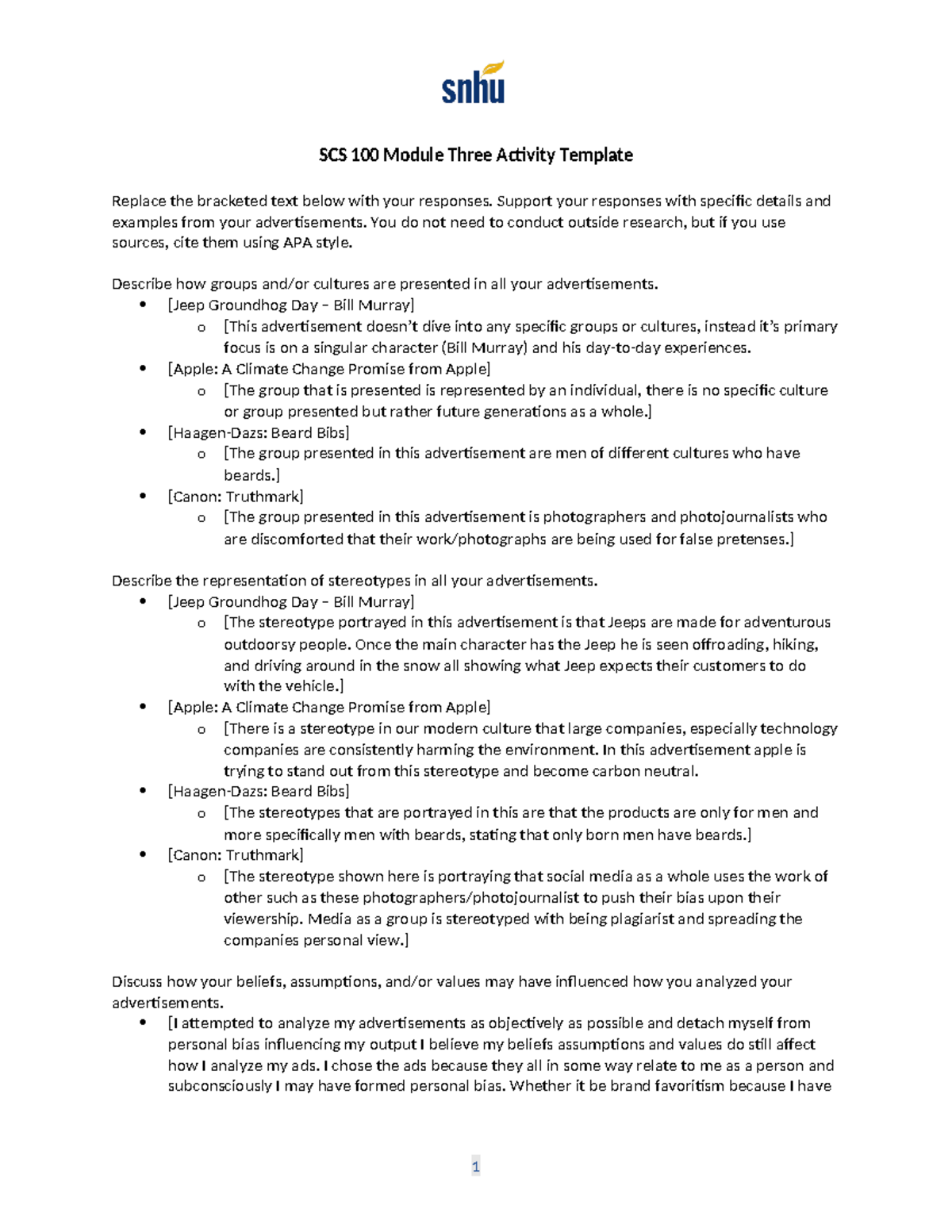 SCS 100 Module Three Activity Jacob Rethmeier - SCS 100 Module Three ...