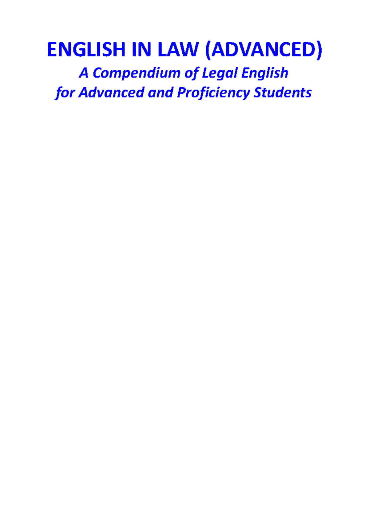 ENGLISH IN LAW (ADVANCED) C1 & C2 Legal English Compendium - Studocu