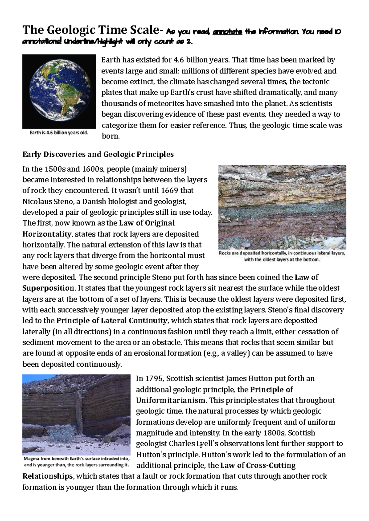 SV Geologic Time: Key Principles and Major Events - Studocu