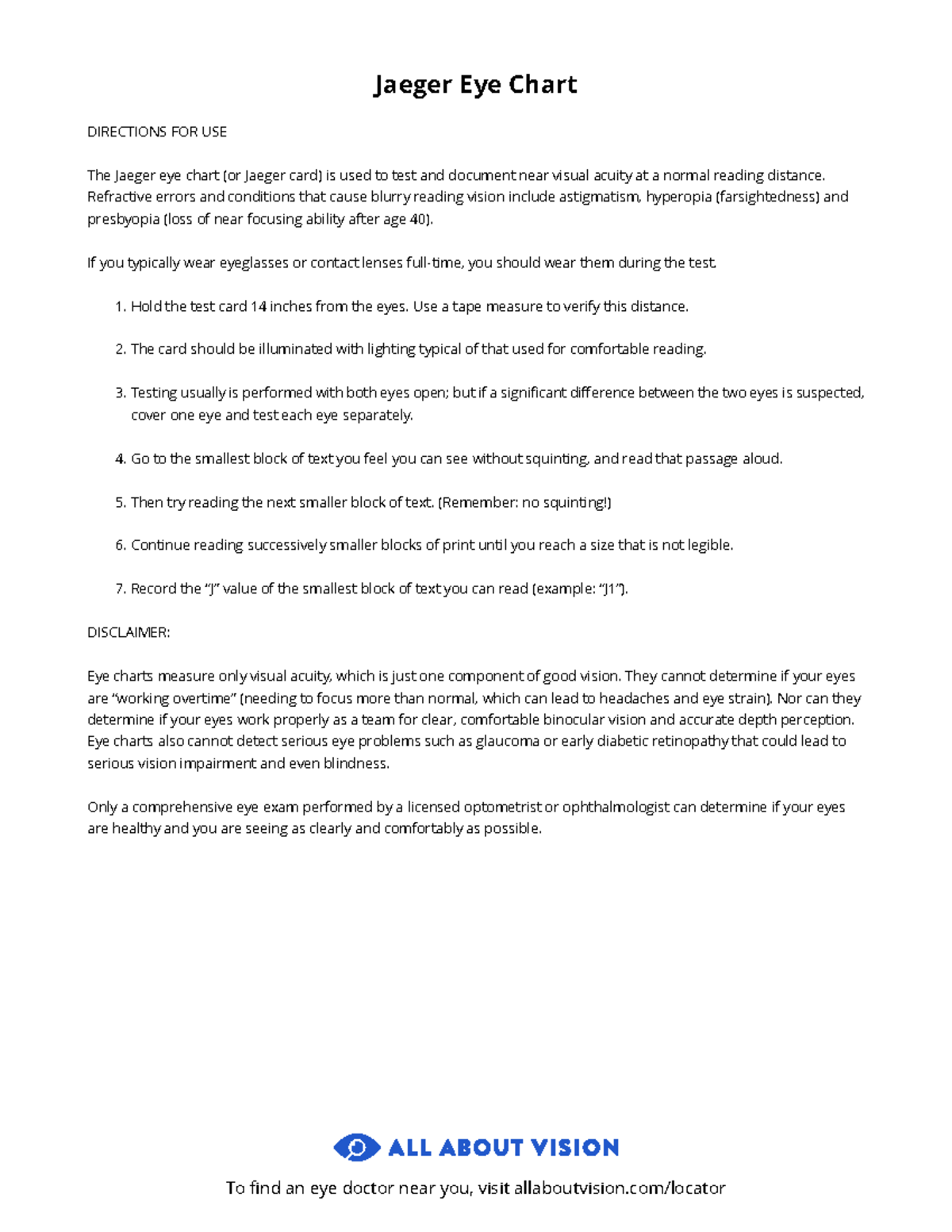 Jaeger-chart - Jaegar chart - To find an eye doctor near you, visit ...