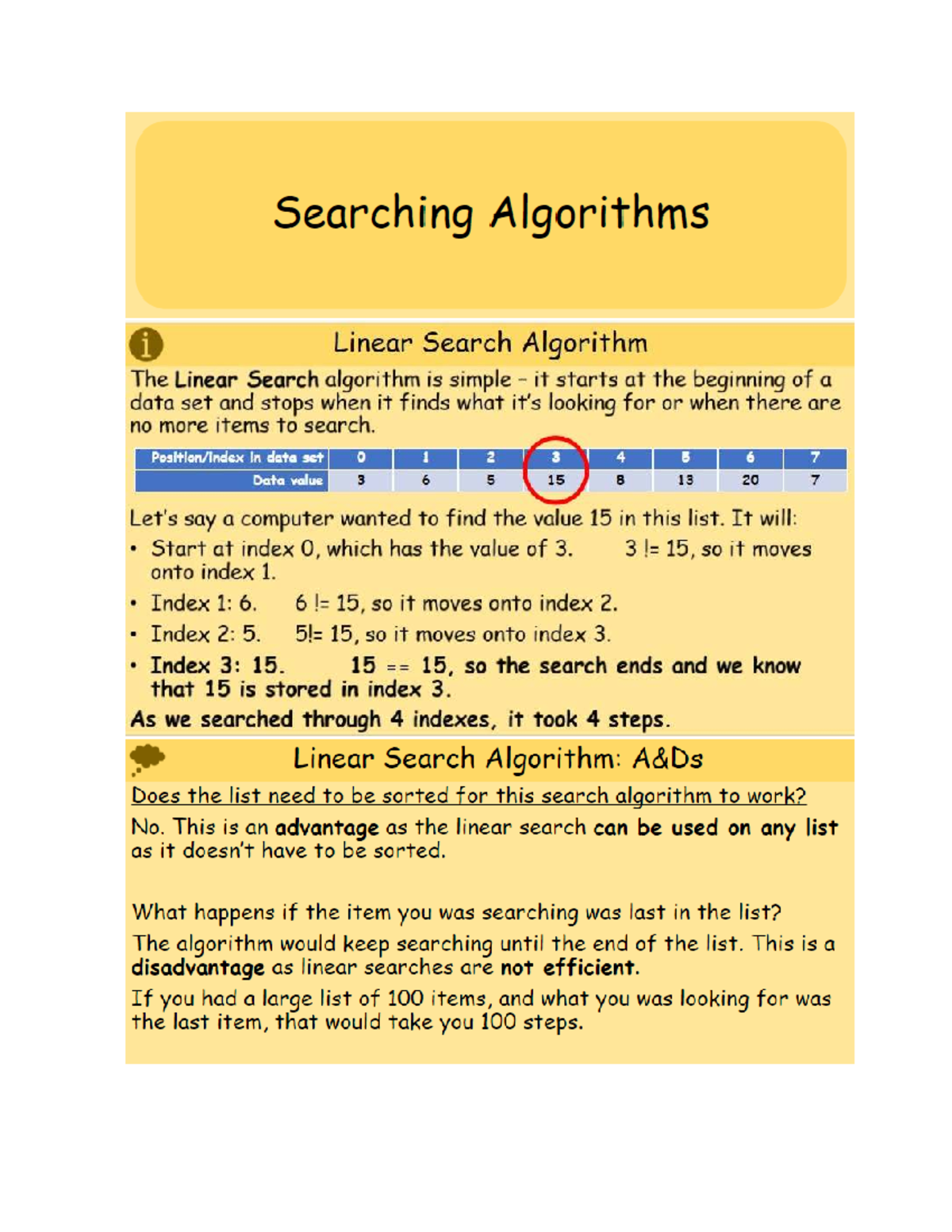 MATH 101 Final Exam Review: Linear Search Algorithm Explained - Studocu