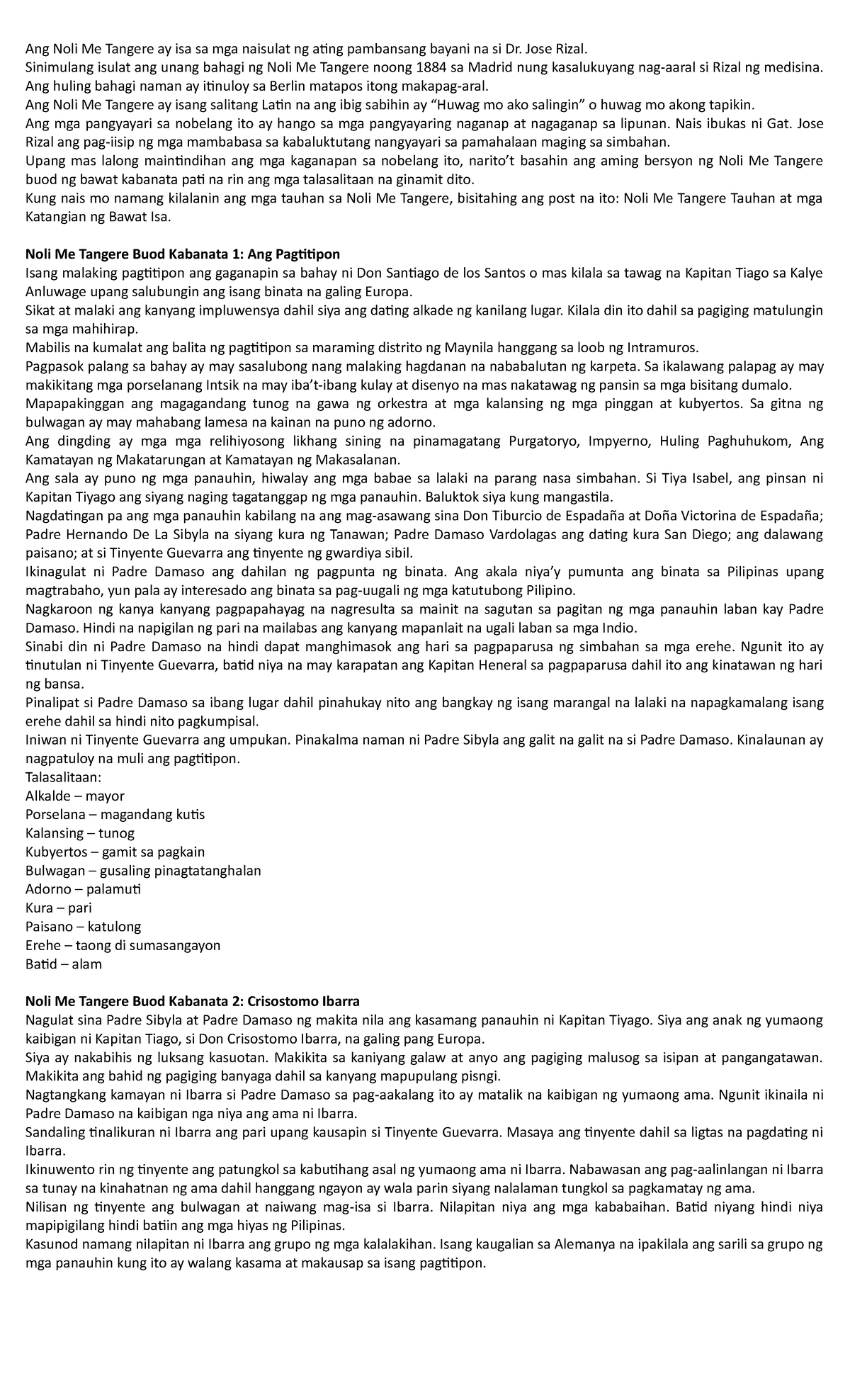 Noli buod kabanata 1 64 - Summarization of the novel Noli me Tangere - Ang Noli Me Tangere ay ...