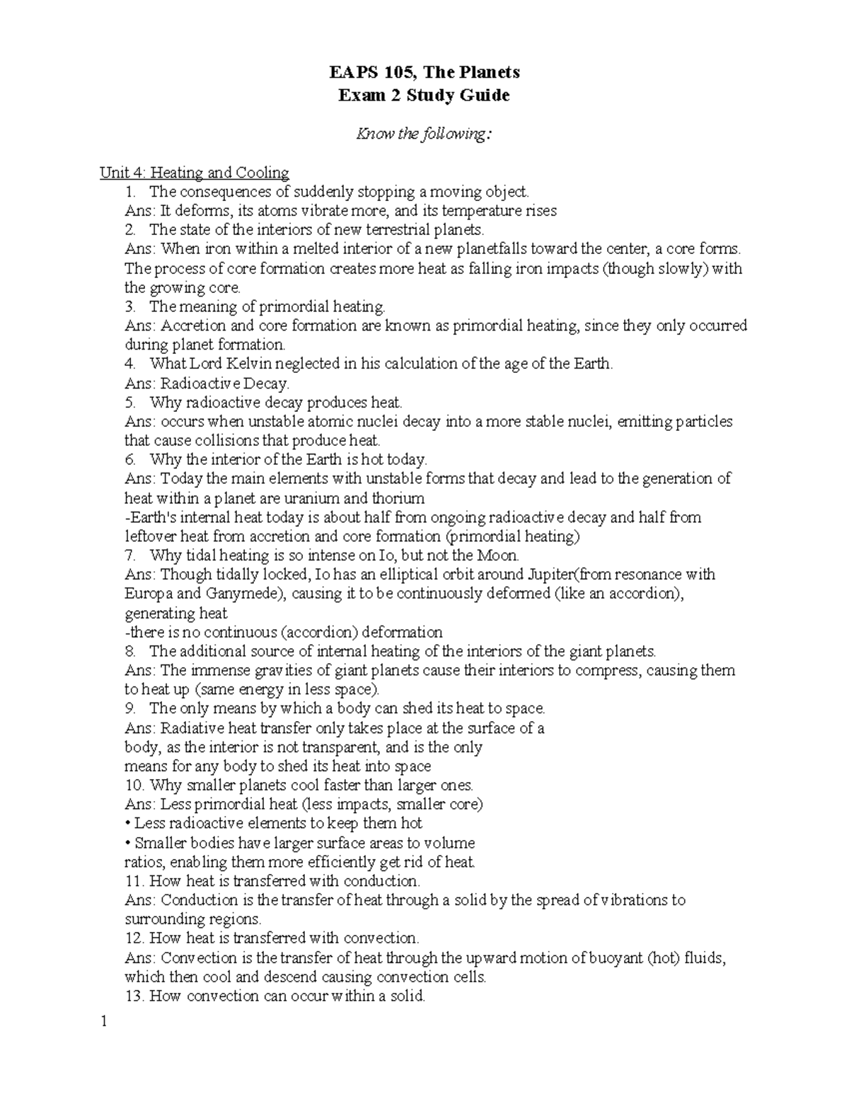 EAPS 105 Exam 2 Study Guide: Key Concepts and Answers - Studocu