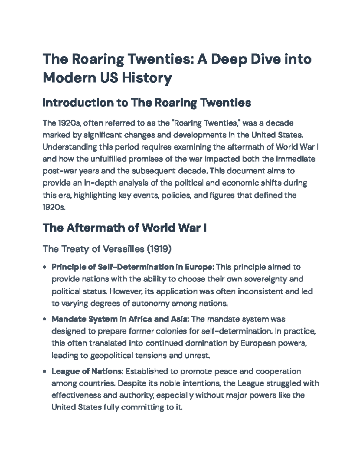 The Roaring Twenties: An In-Depth Analysis of US History (HIST101 ...