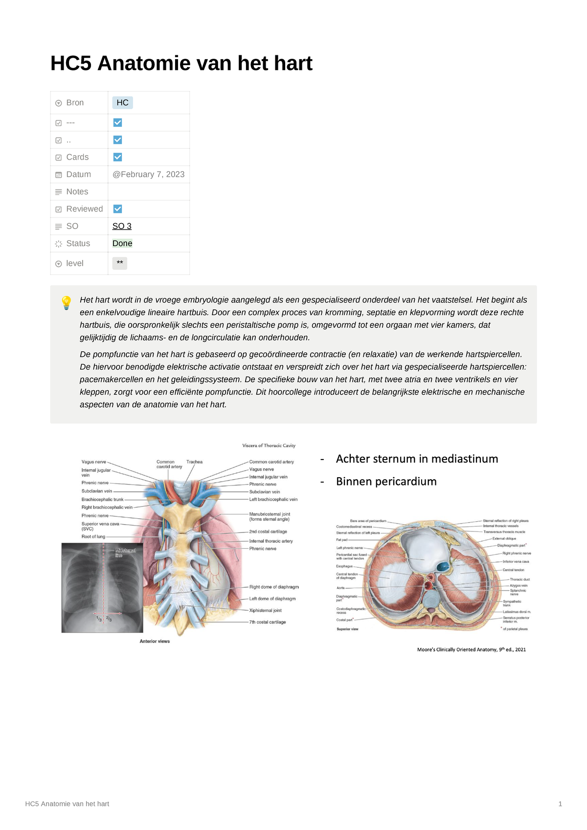 HC5 Anatomie van het Hart: Mechanica, Geleiding en Bloedvoorziening ...