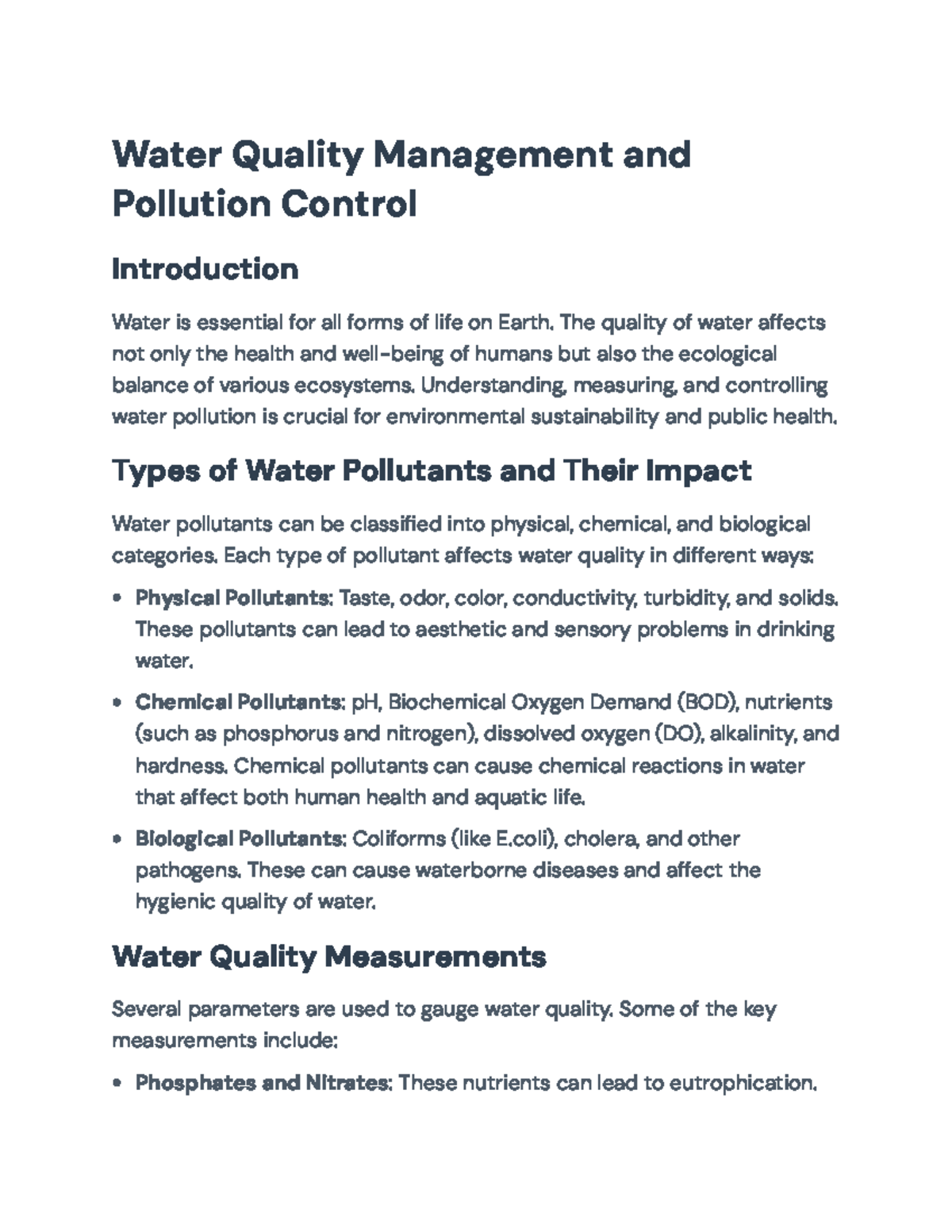 Water Quality Management and Pollution Control Strategies - Water ...