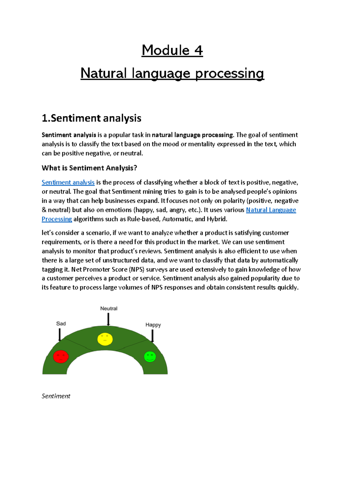 Module 4: Insights into Natural Language Processing & Generation - Studocu