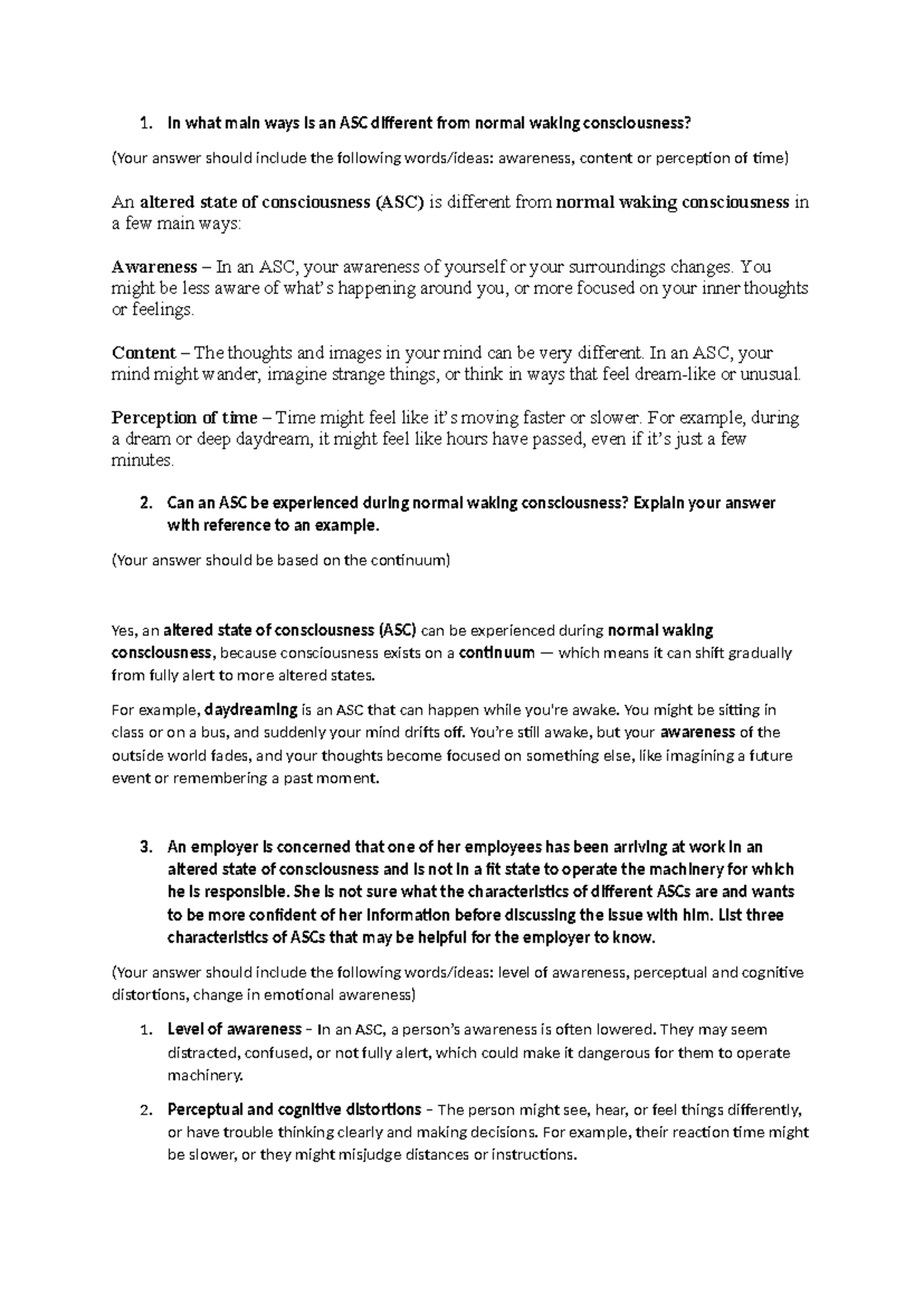 1. ASC vs Normal Waking Consciousness: Key Differences and Examples ...