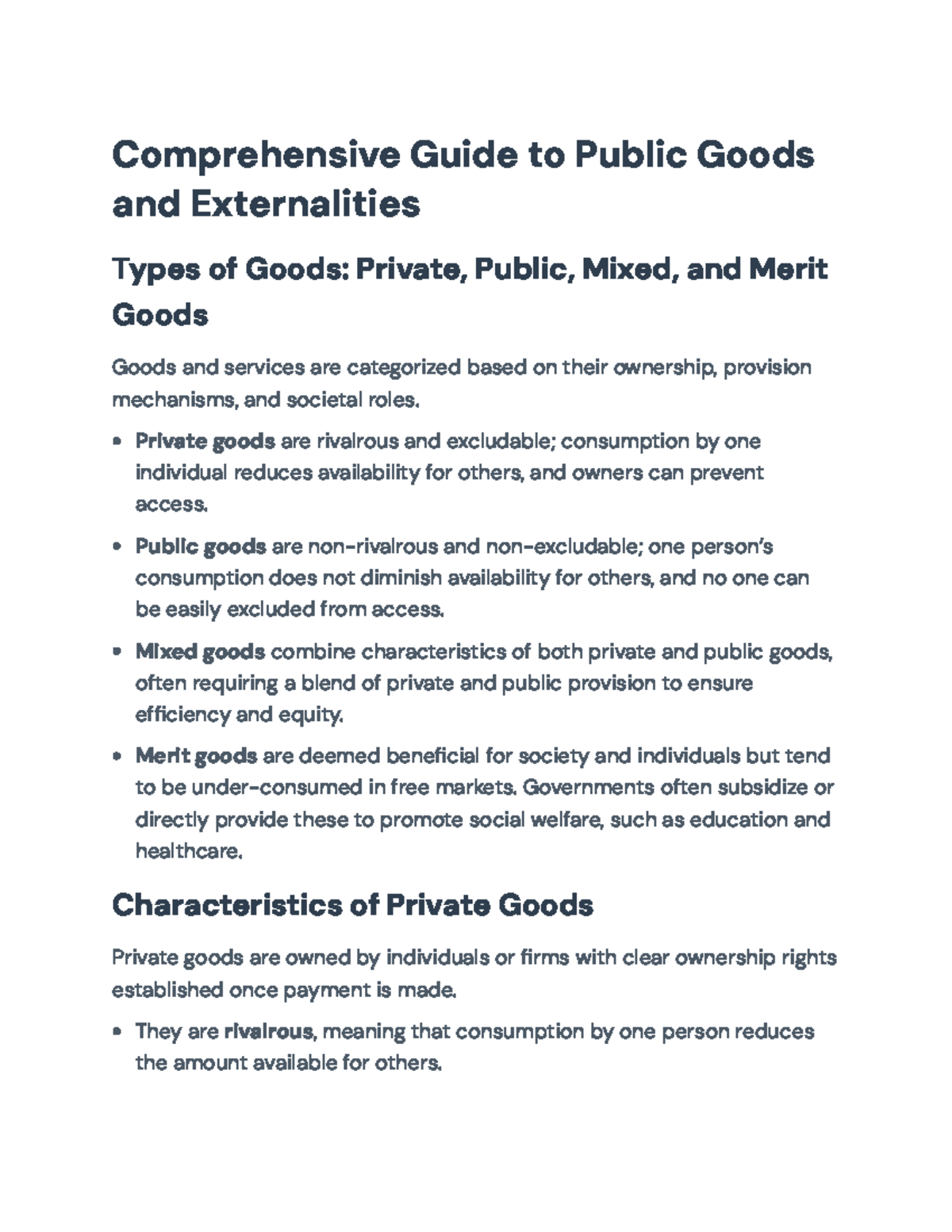 Comprehensive Guide to Public Goods & Externalities (ECON101) - Studocu