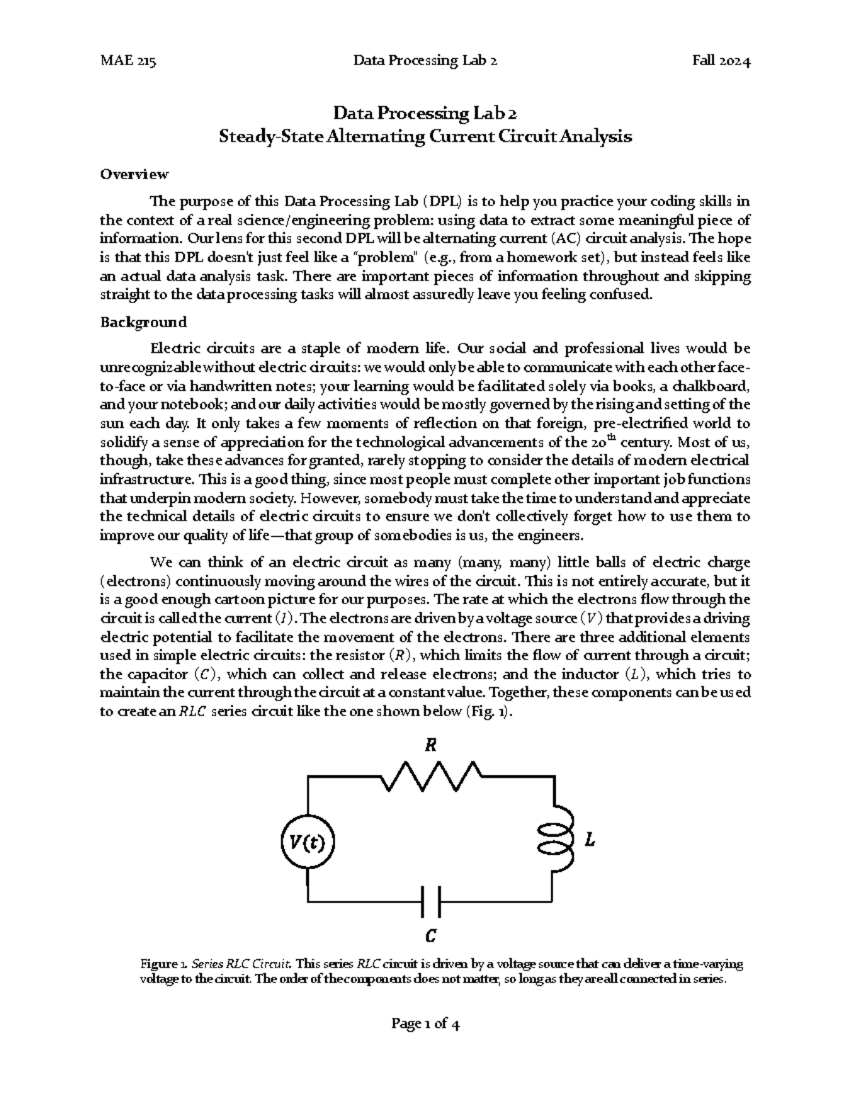 MAE 215 DPL 2: AC Circuit Analysis & Capacitance Estimation Guide - Studocu
