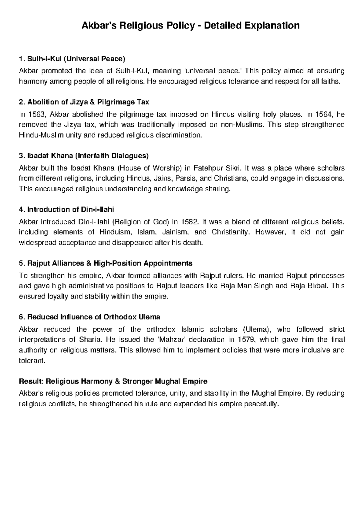 Akbar's Religious Policy: Promoting Tolerance and Unity in the Mughal ...