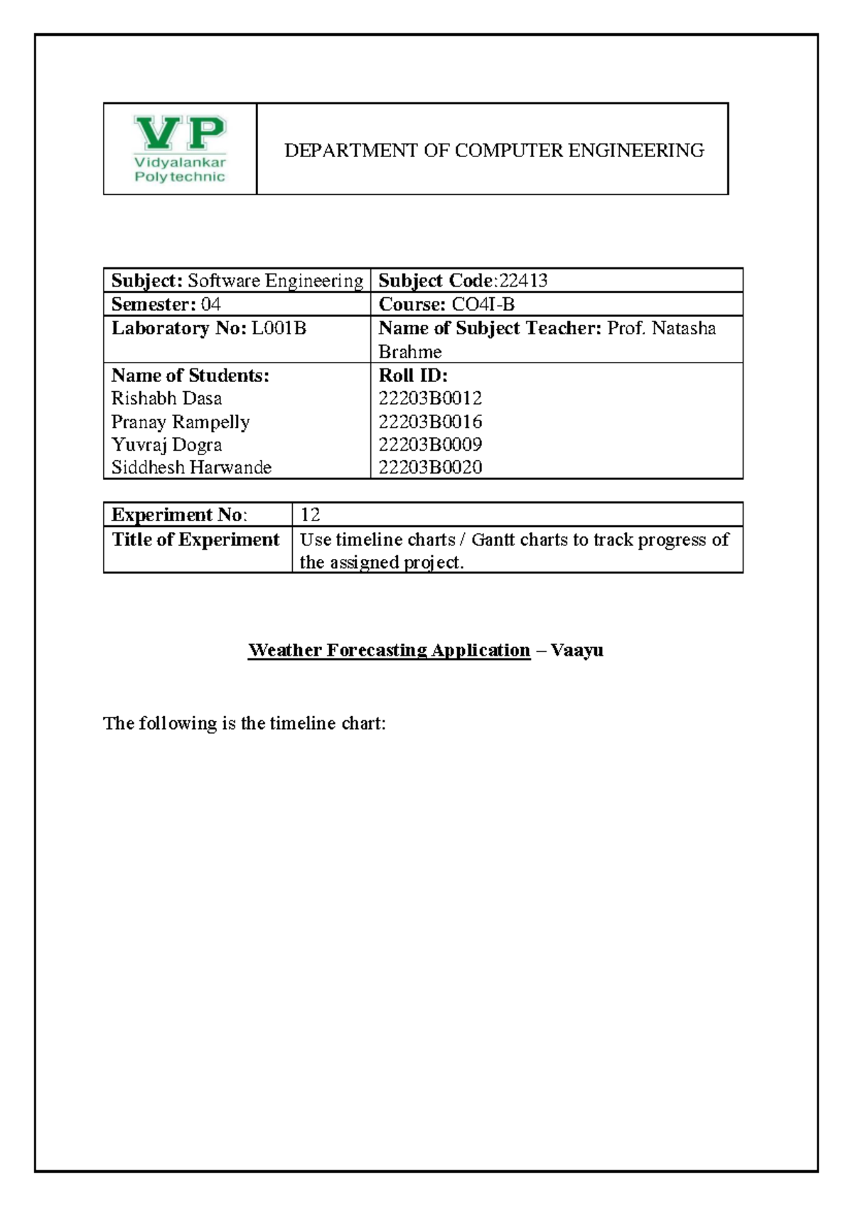 SEN Practical No. 12 - DEPARTMENT OF COMPUTER ENGINEERING Subject ...
