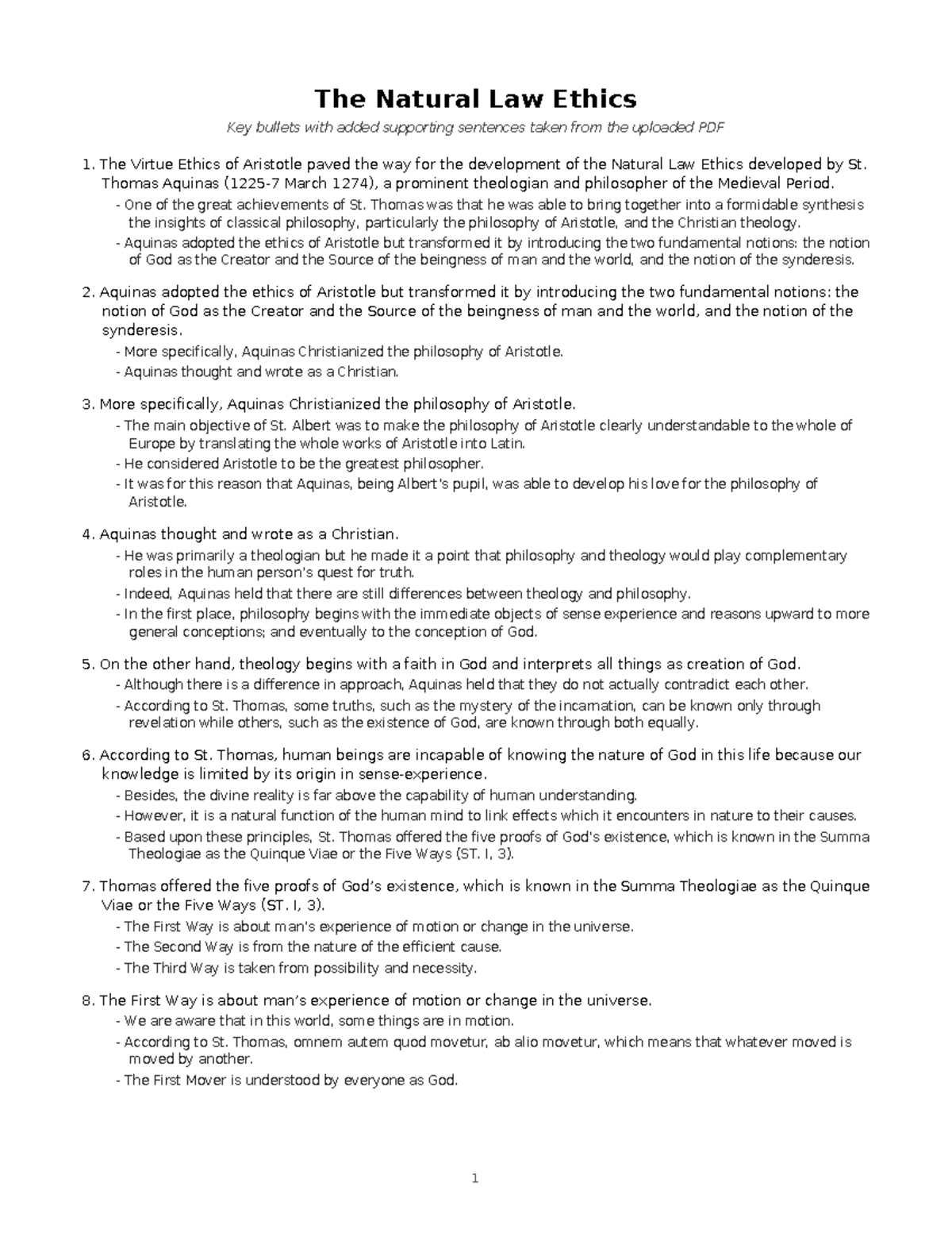 Natural Law Ethics (PHIL 101) - Key Concepts and Principles - Studocu