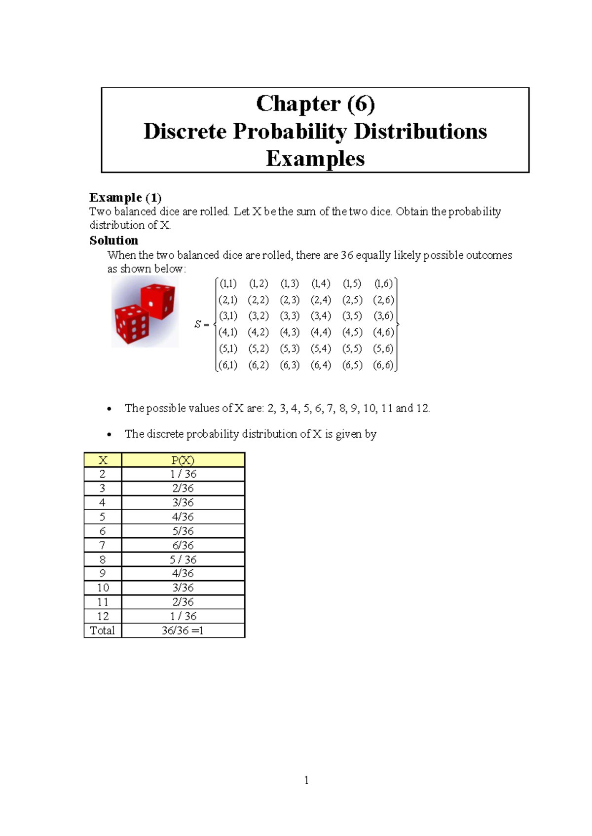 Chapter 6: Discrete Probability Distributions Examples and Solutions ...