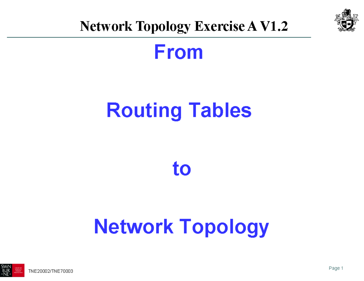 Network Topology Exercise A (NT-101) - Routing Tables Analysis - Studocu