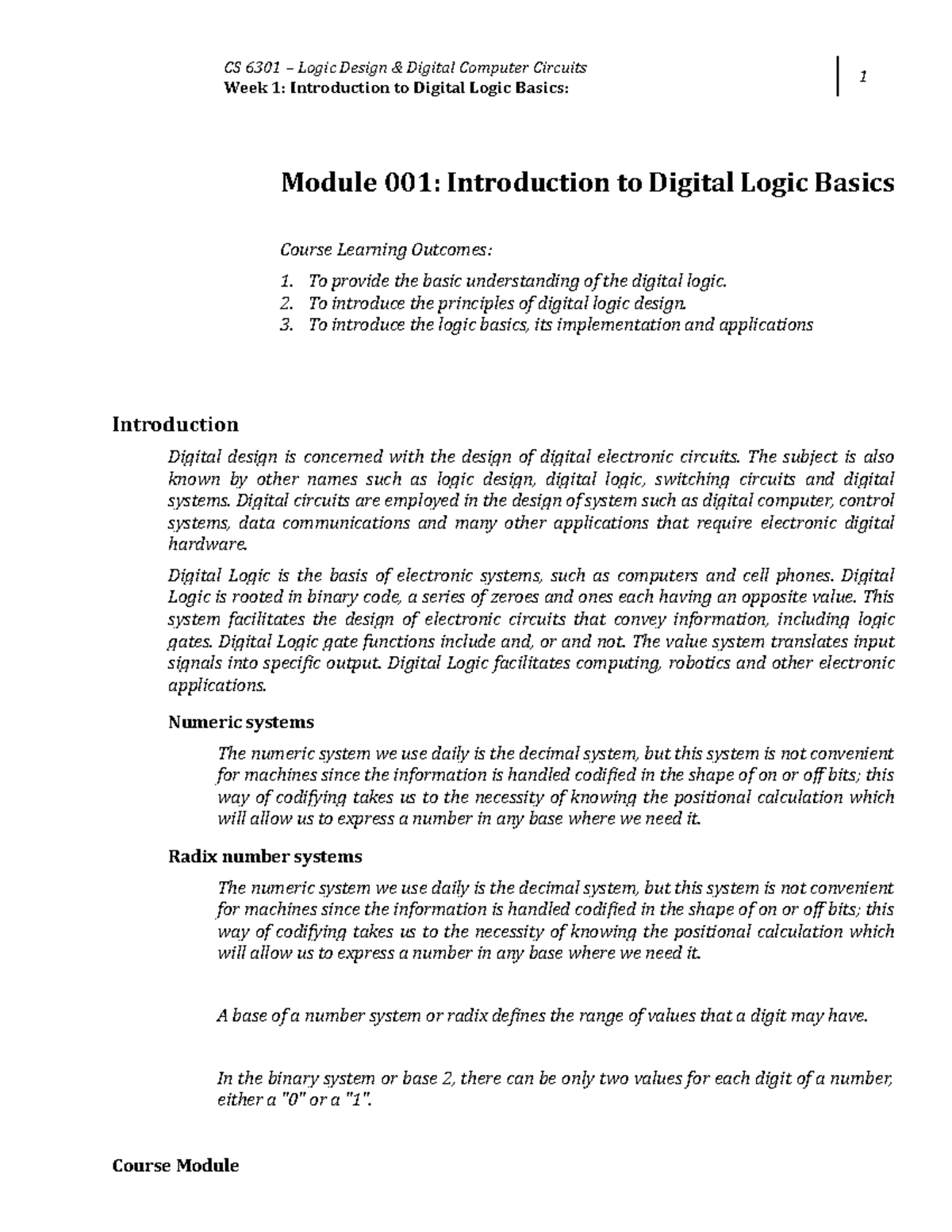 WEEK1-Logic design and digital computer circuits - CS 6301 – Logic ...