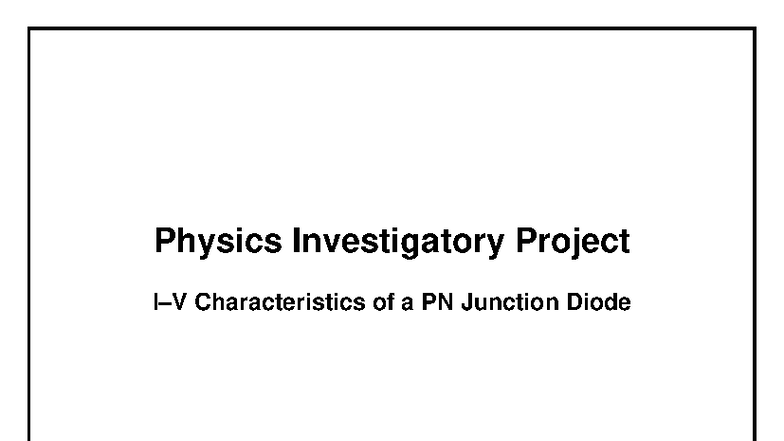 Physics Project: Characteristics of a PN Junction Diode (Class 12 ...