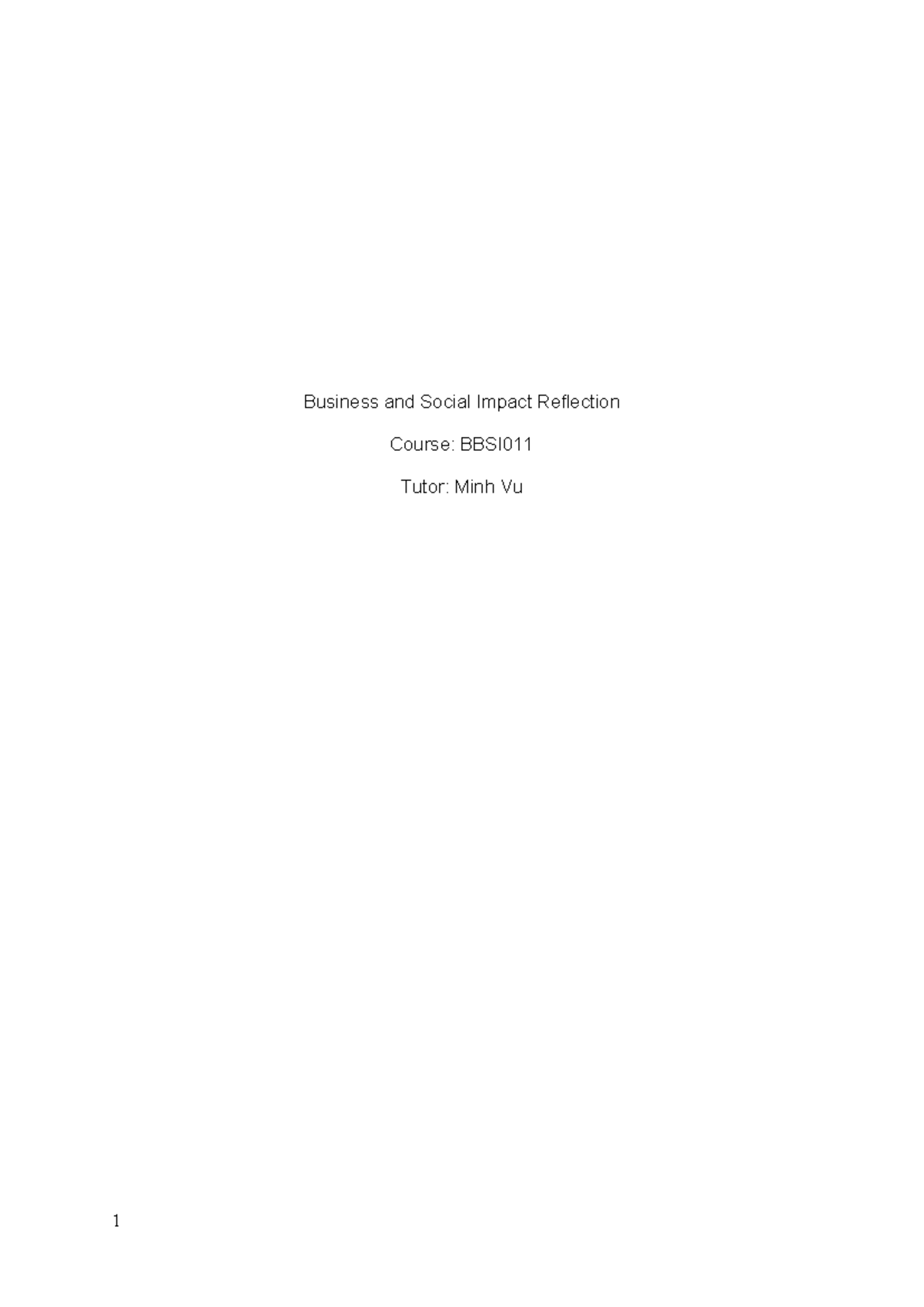 Business and Social Impact Reflection: BBSI011 Insights and Learnings ...