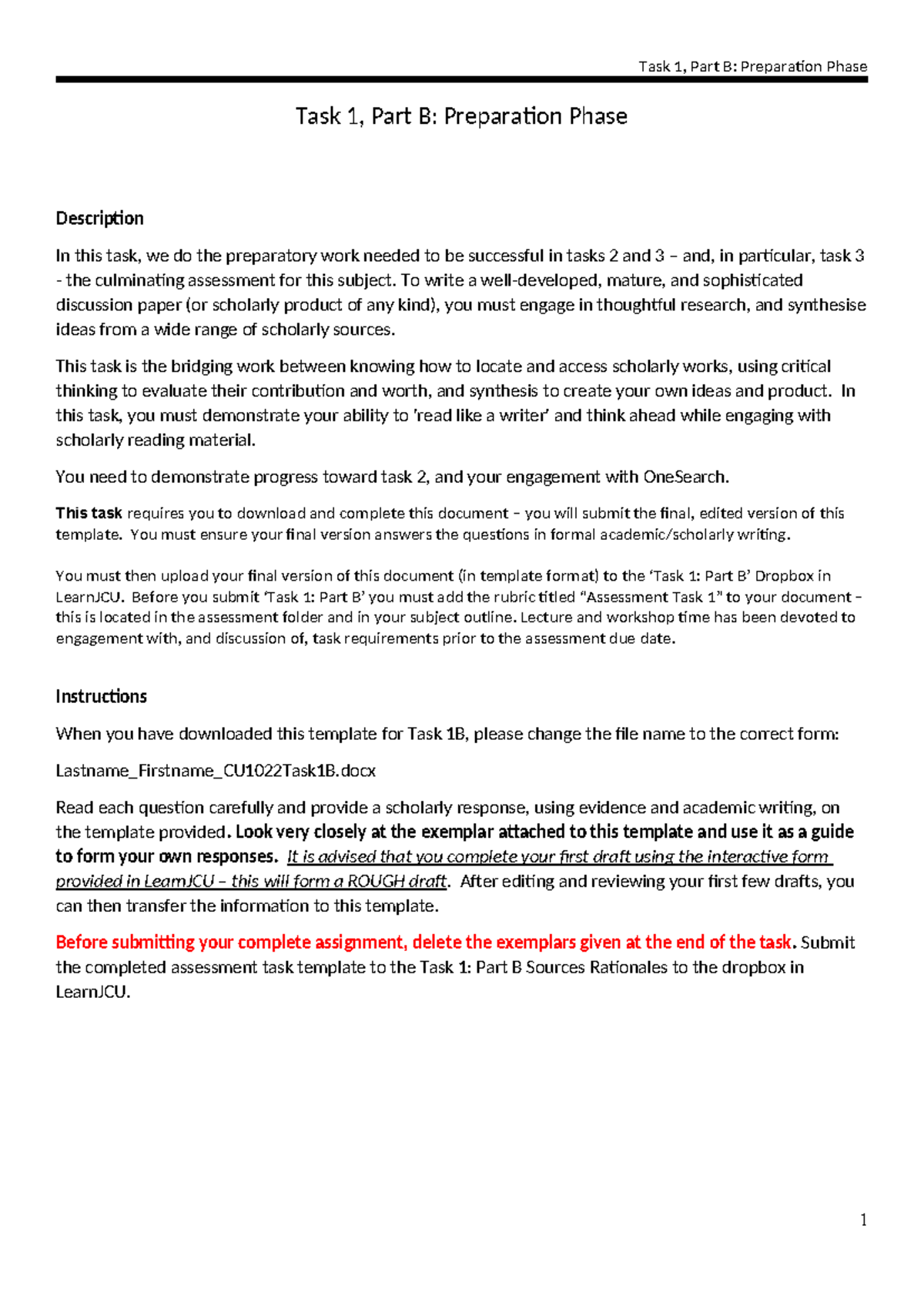 CU1022 Task 1B: Preparation Phase for Scholarly Discussion Paper - Studocu