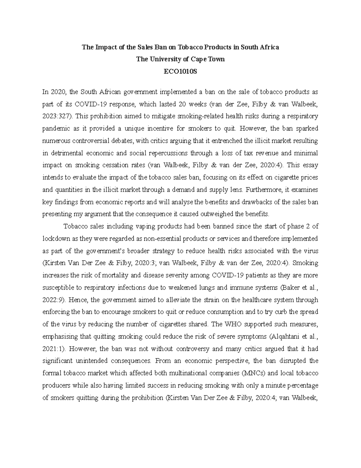 21 marked - essay example - The Impact of the Sales Ban on Tobacco ...