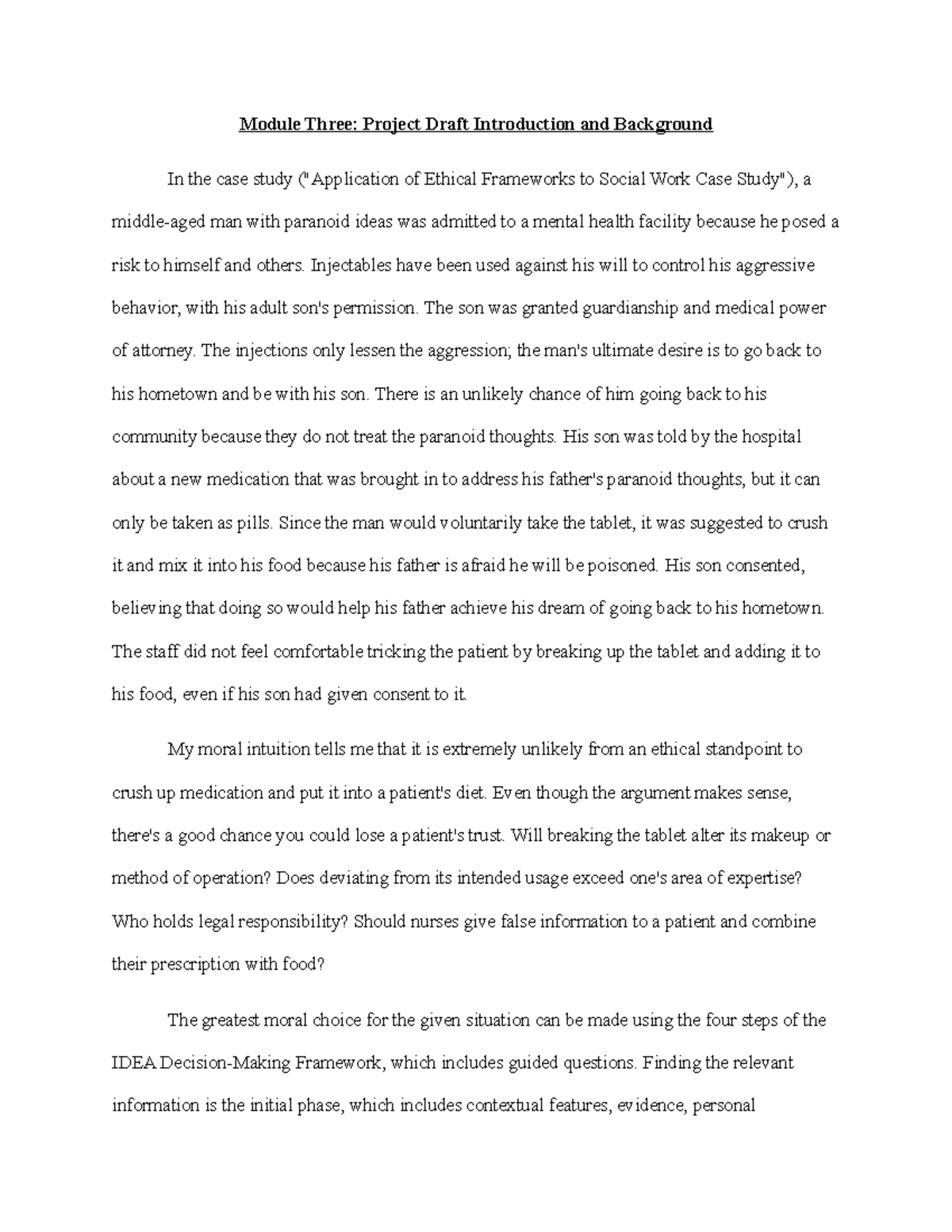 Module 3: Ethical Decision-Making in Social Work Case Study Draft - Studocu