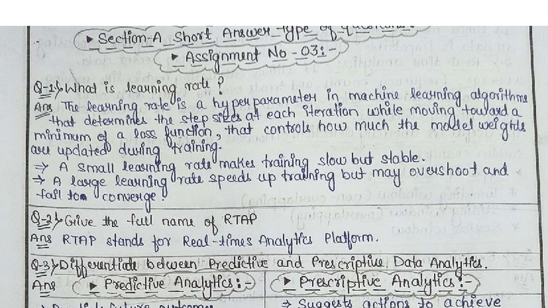 DA Assignment 03 - Learning Rate and Data Analytics Overview - Studocu