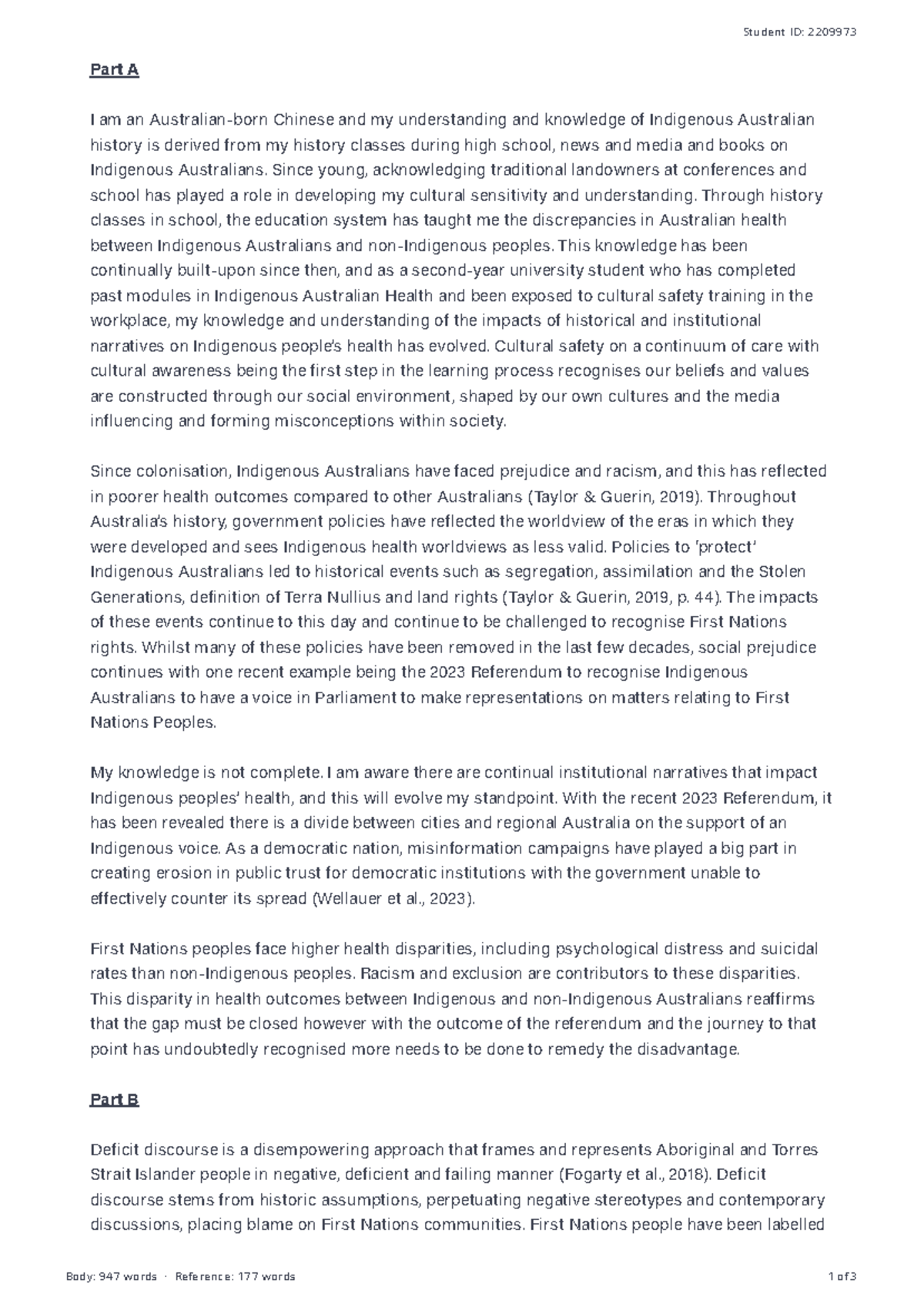 IKC100 Assessment 1: Reflections on Indigenous Health Disparities - Studocu
