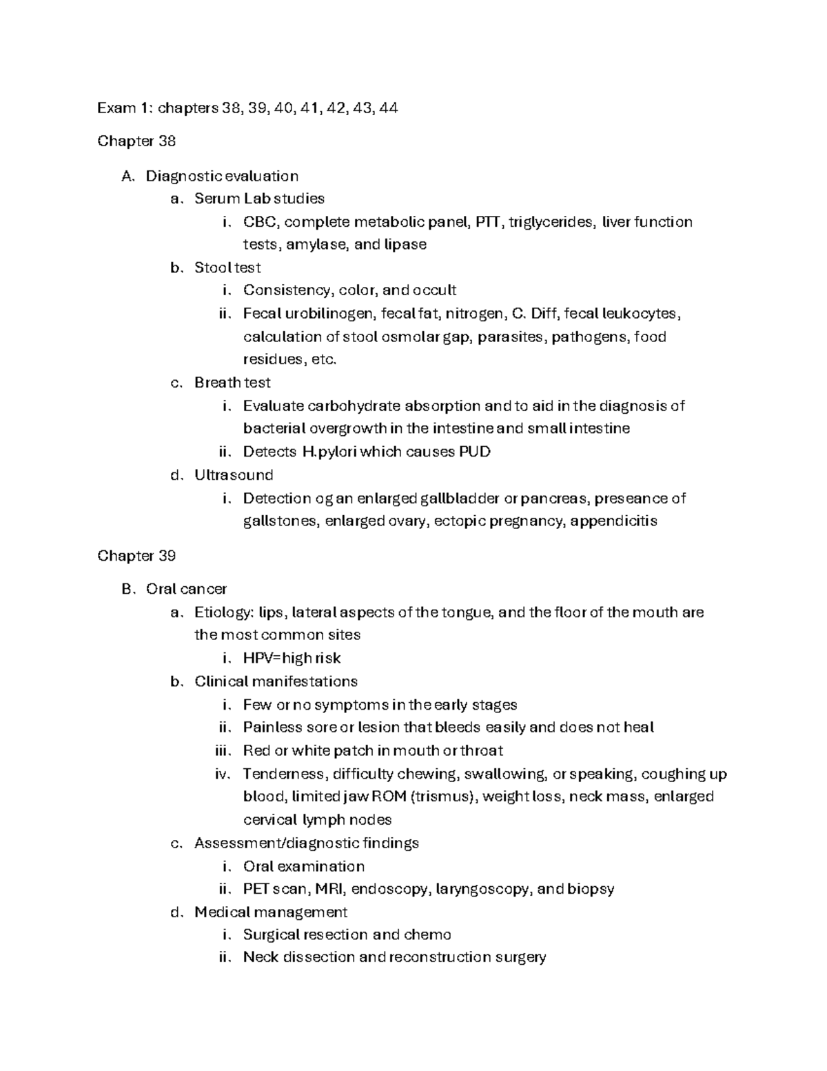 GI Exam - Summary of Key Concepts in Brunner & Suddarth's Nursing Text ...
